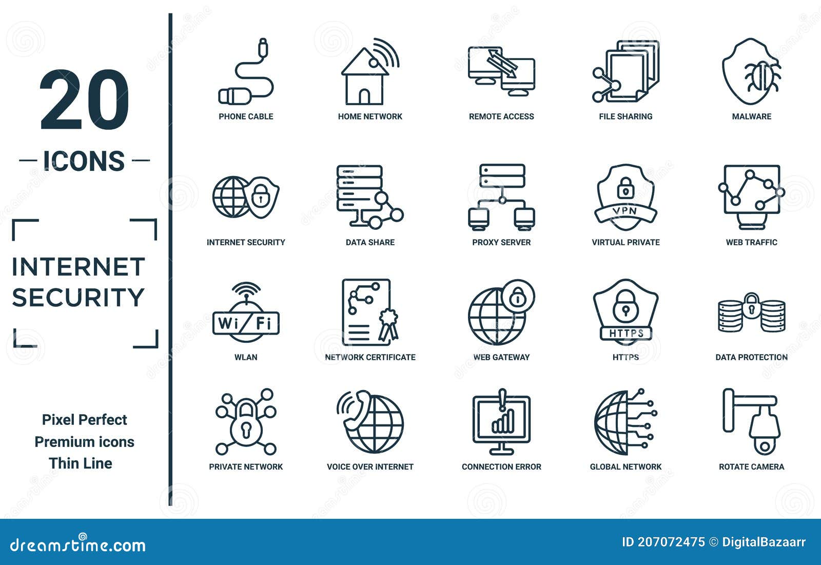 Internet.security Linear Icon Set Stock Vector - Illustration of ...