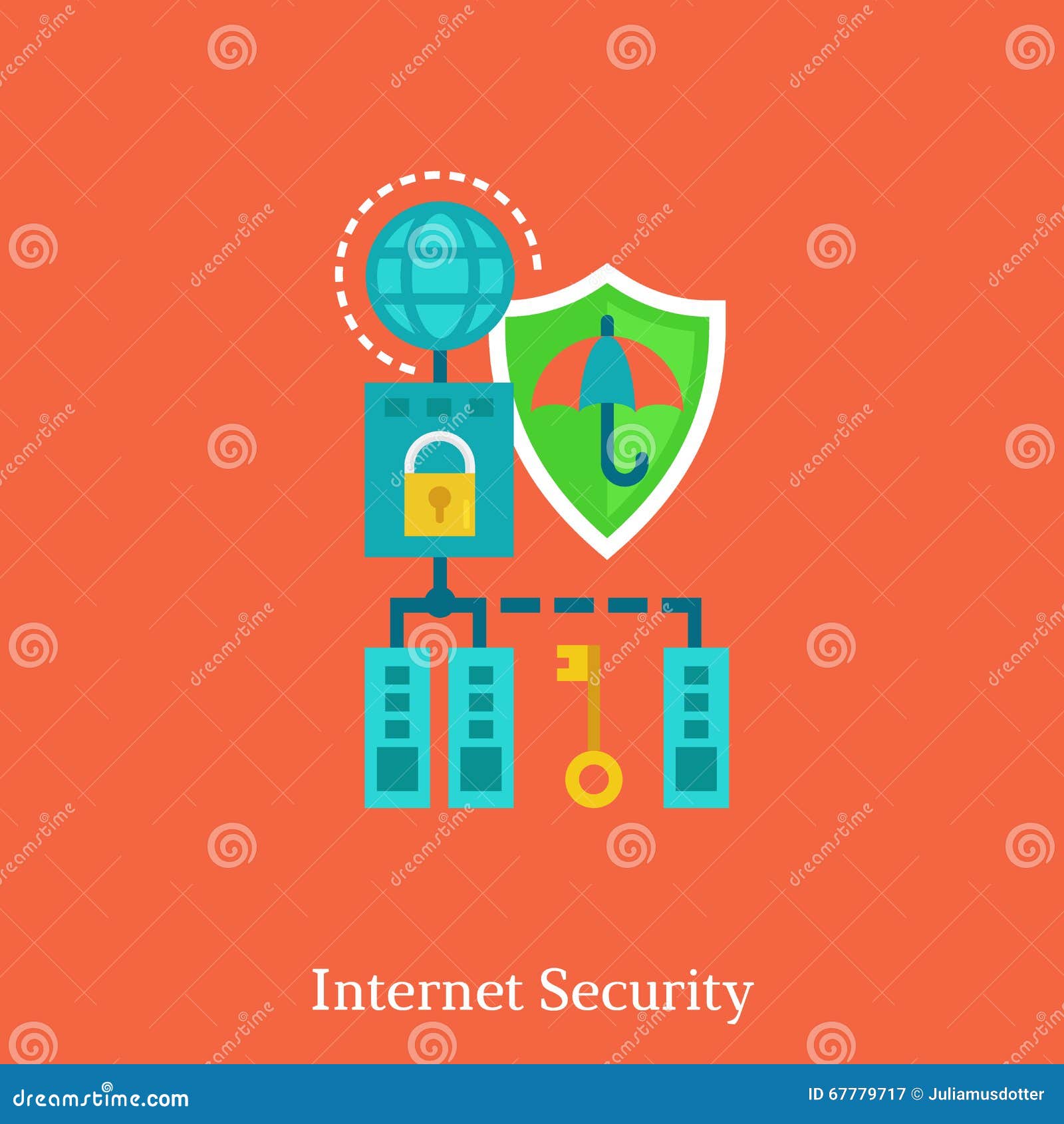 Internet Security and Local Nets Flat Illustration Concept. Stock ...