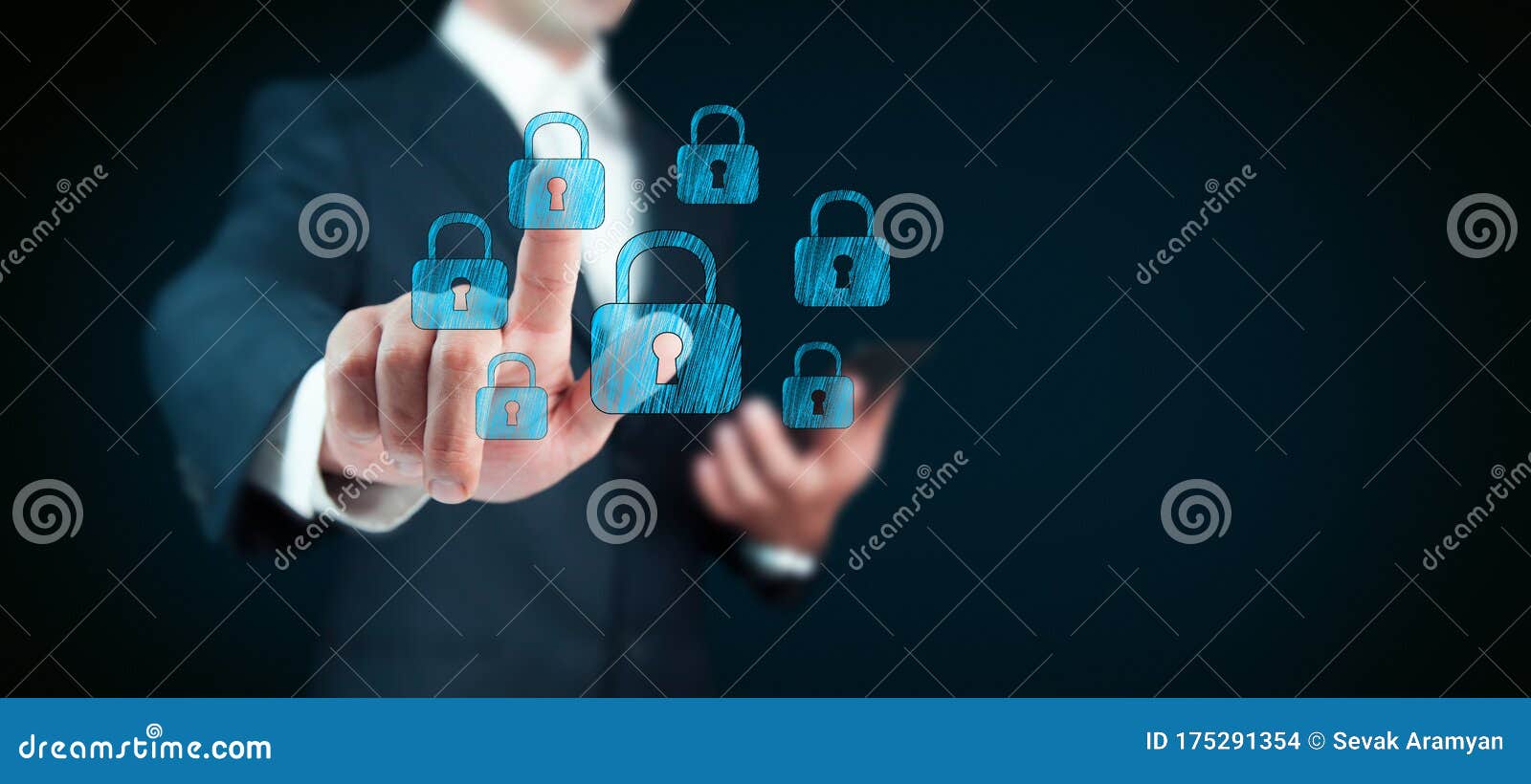 Internet Security Online Business Concept Pointing Security Services ...