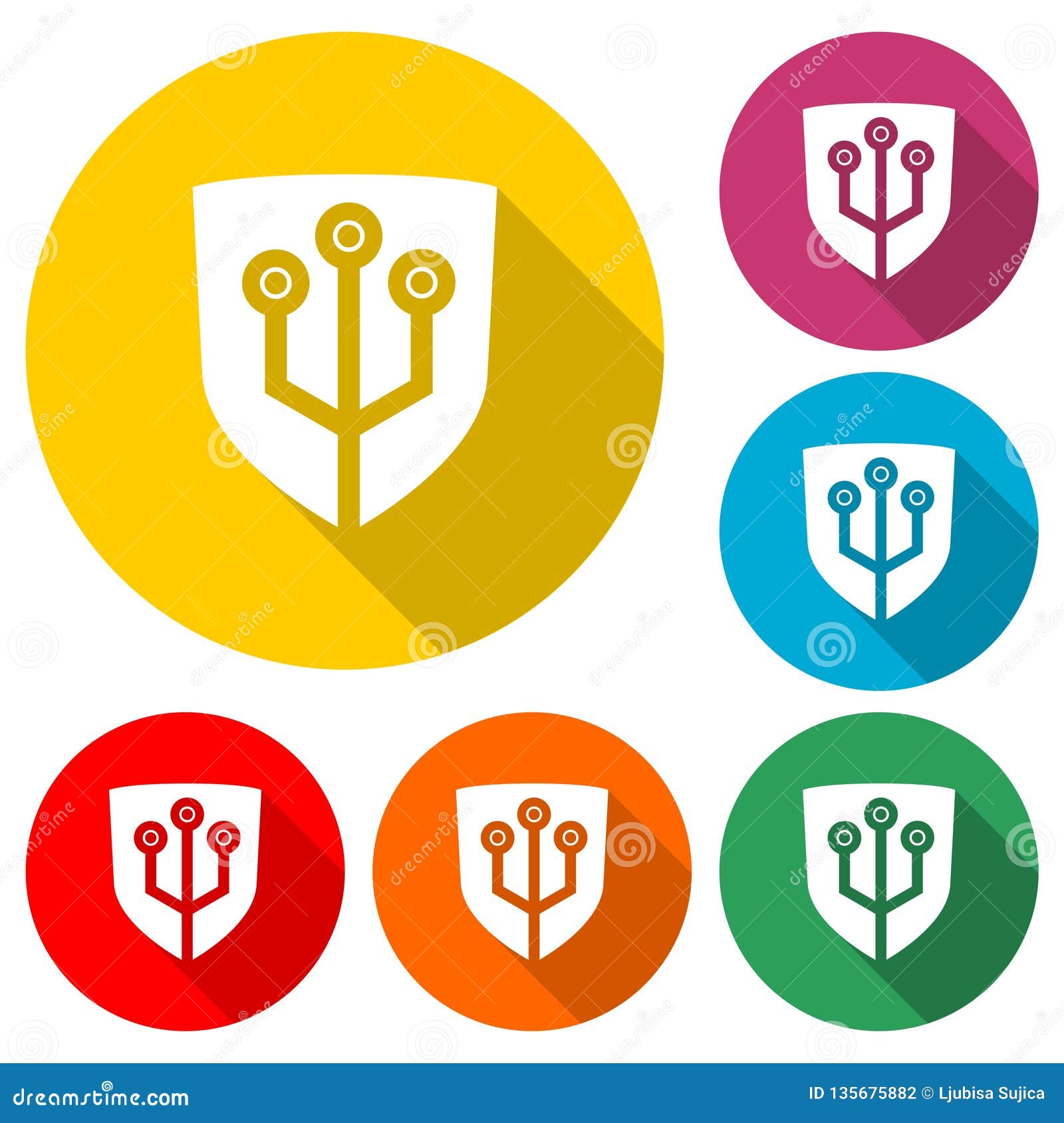Internet Security Online, Technology Security Icon or Logo, Color Set ...