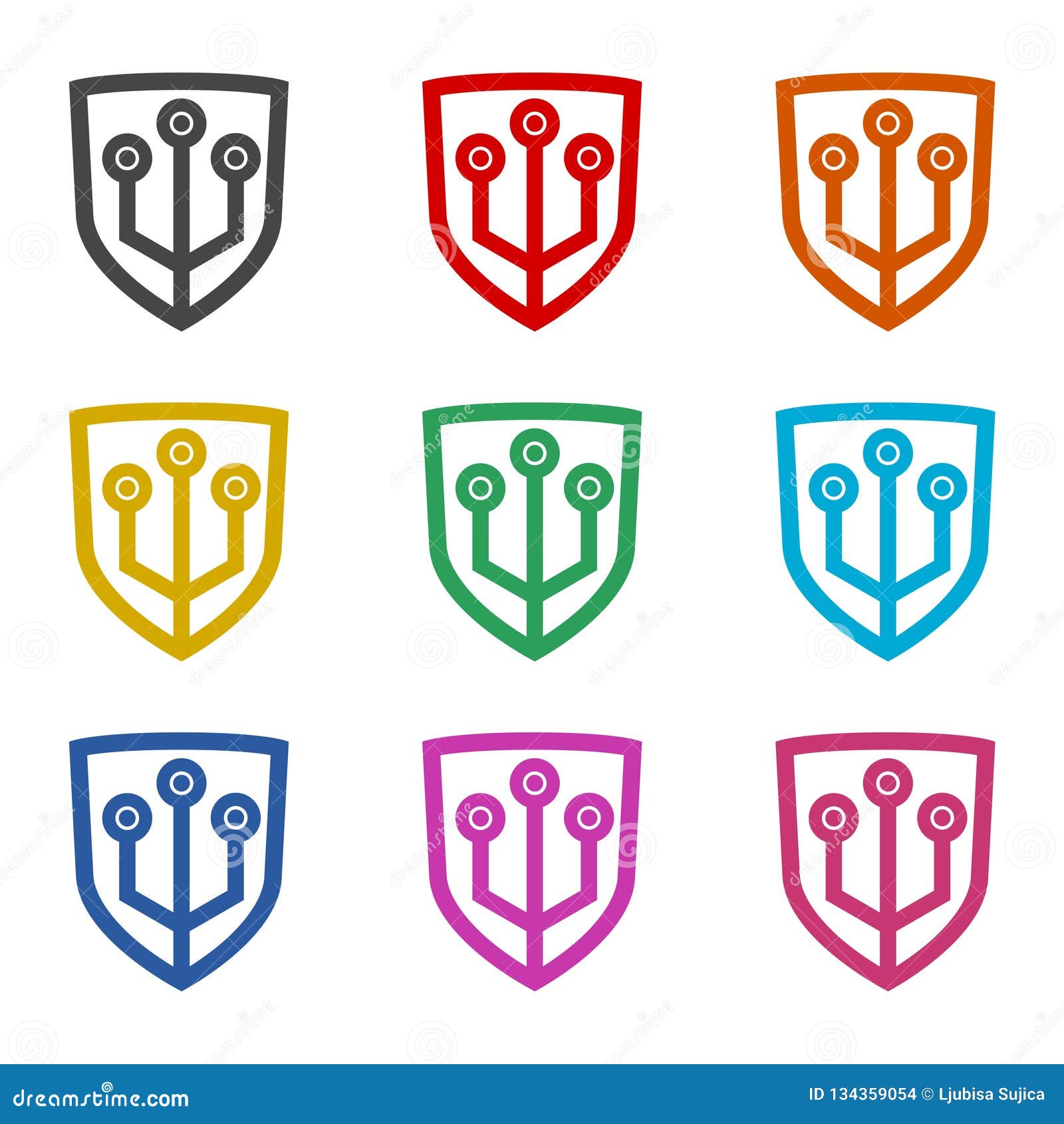 Internet Security Online, Technology Security Icon or Logo, Color Set ...
