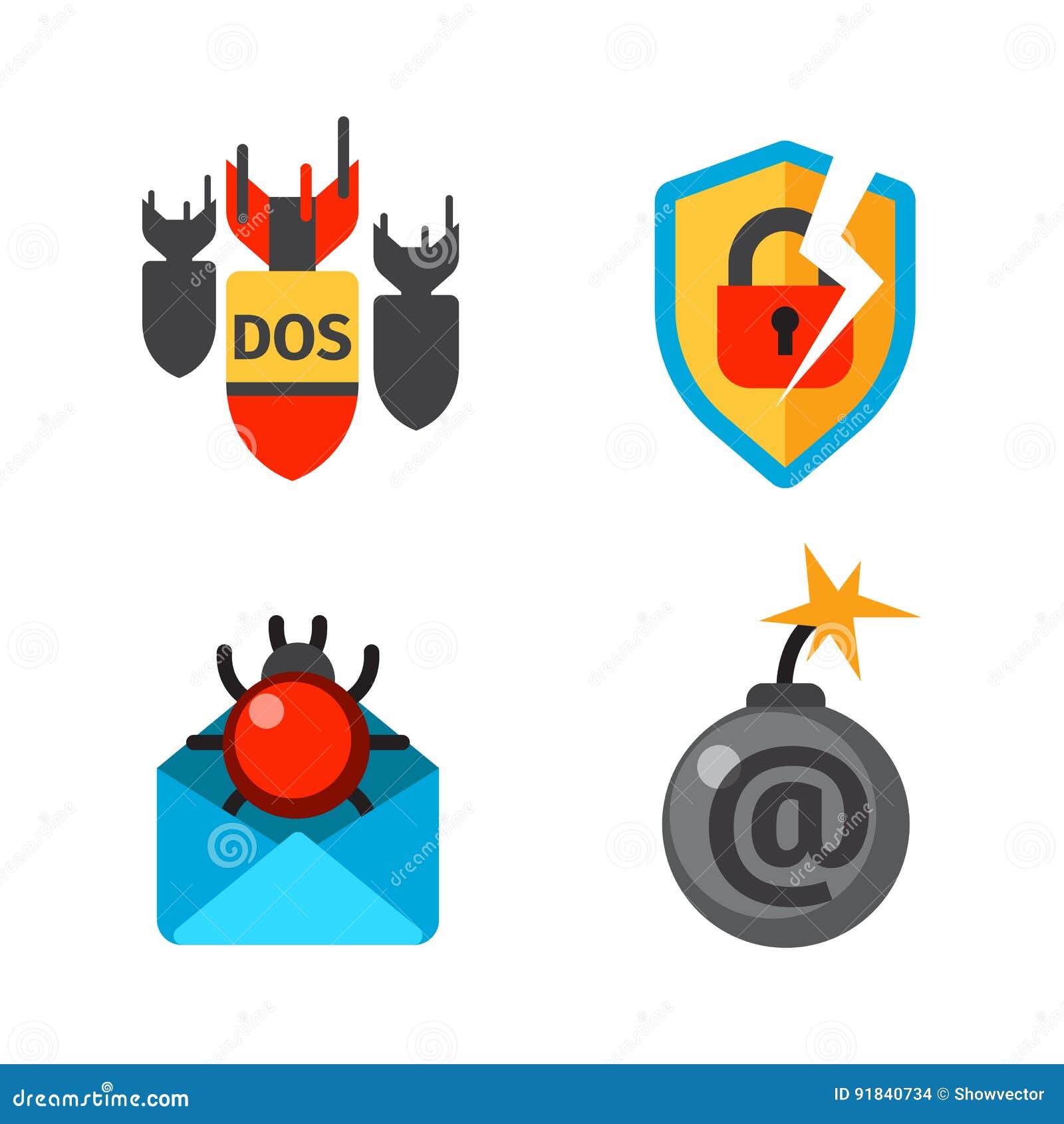 Internet Security Safety Icon Virus Attack Vector Data Protection ...