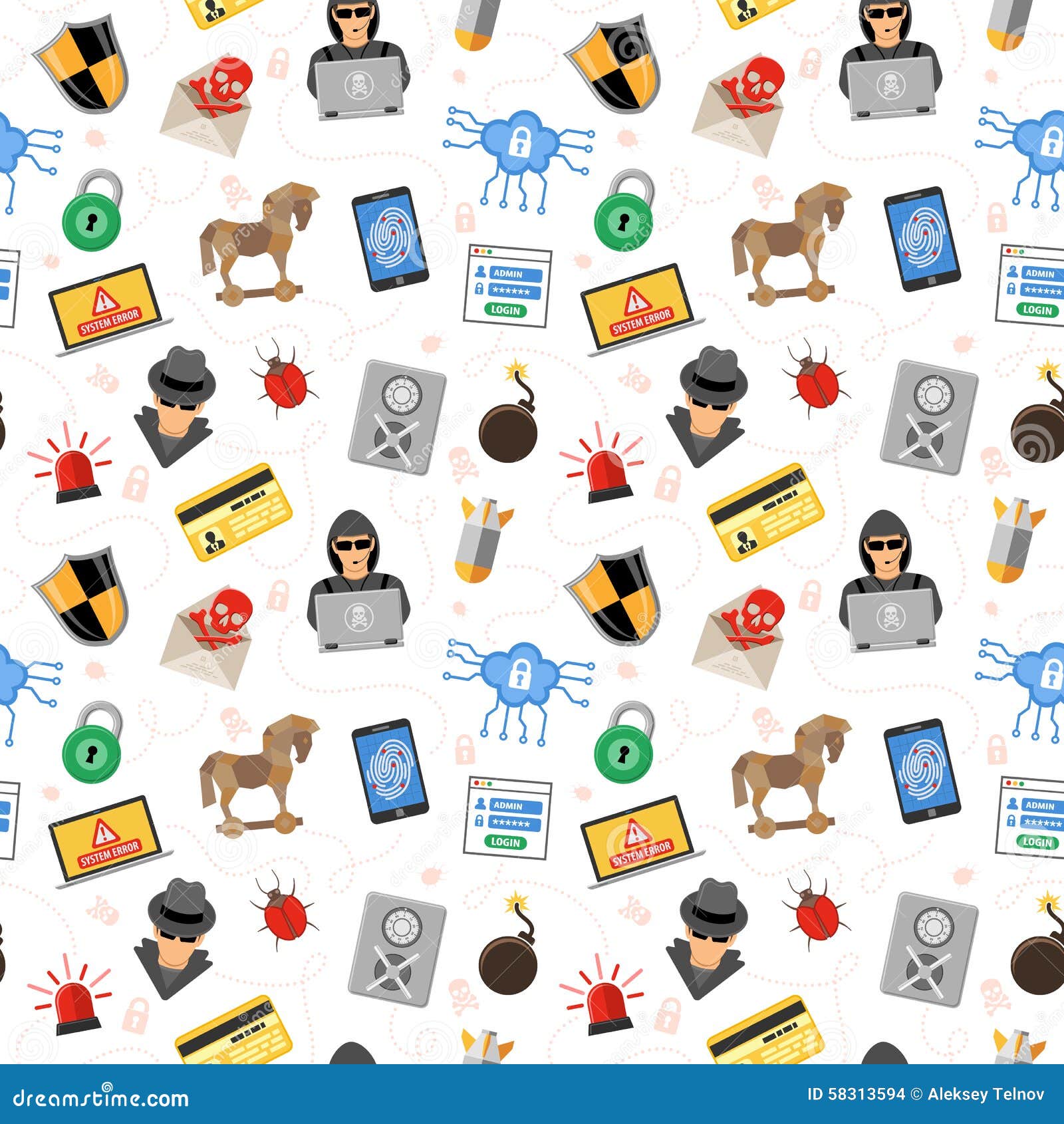 Internet Security Seamless Pattern Stock Vector - Illustration of ...