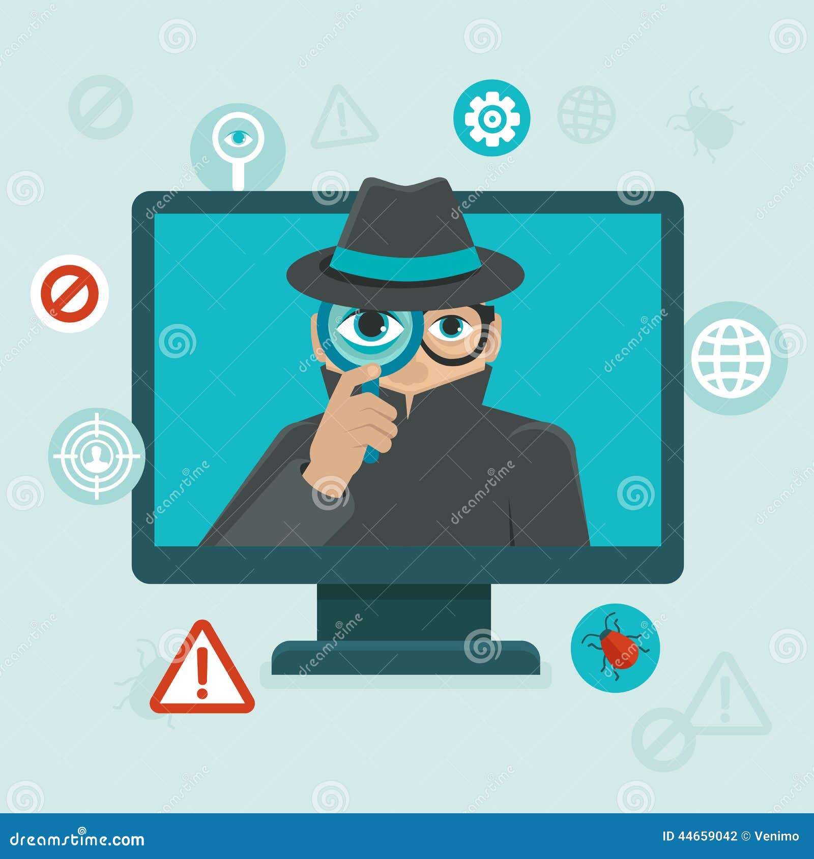 Internet Security and Spayware Warning Stock Vector - Illustration of ...