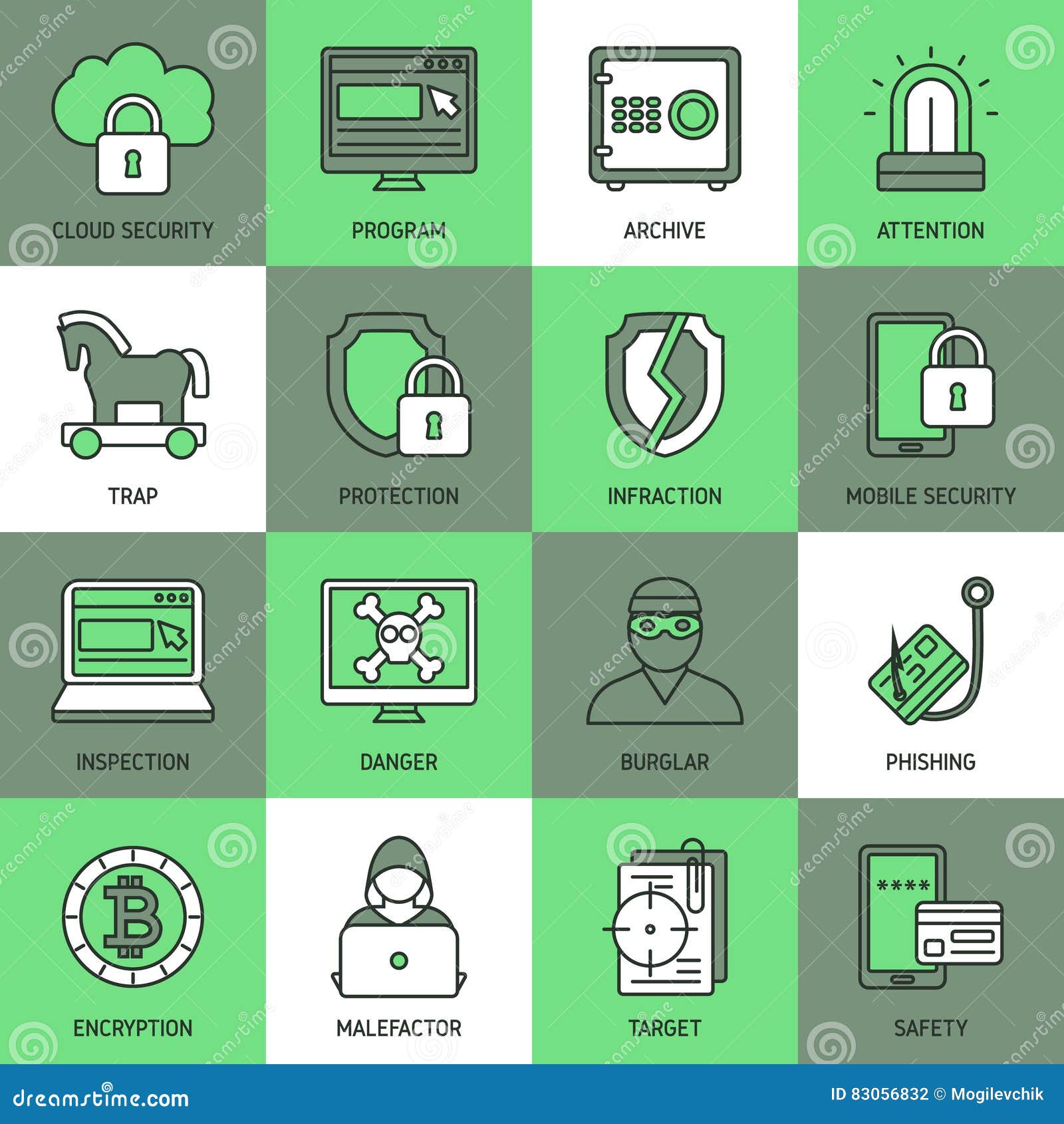 Internet Security Square Icon Set Stock Vector - Illustration of mobile ...