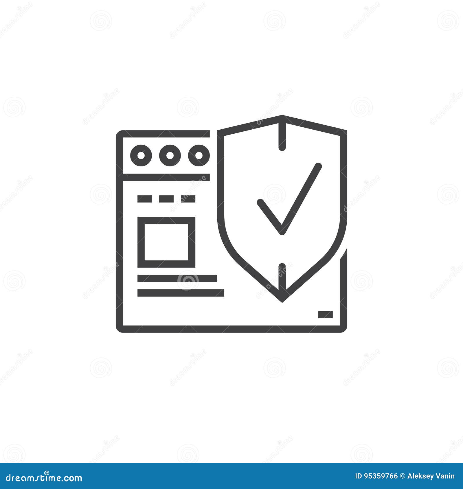 Internet Security Symbol. Web Browser with Protection Shield Lin Stock ...