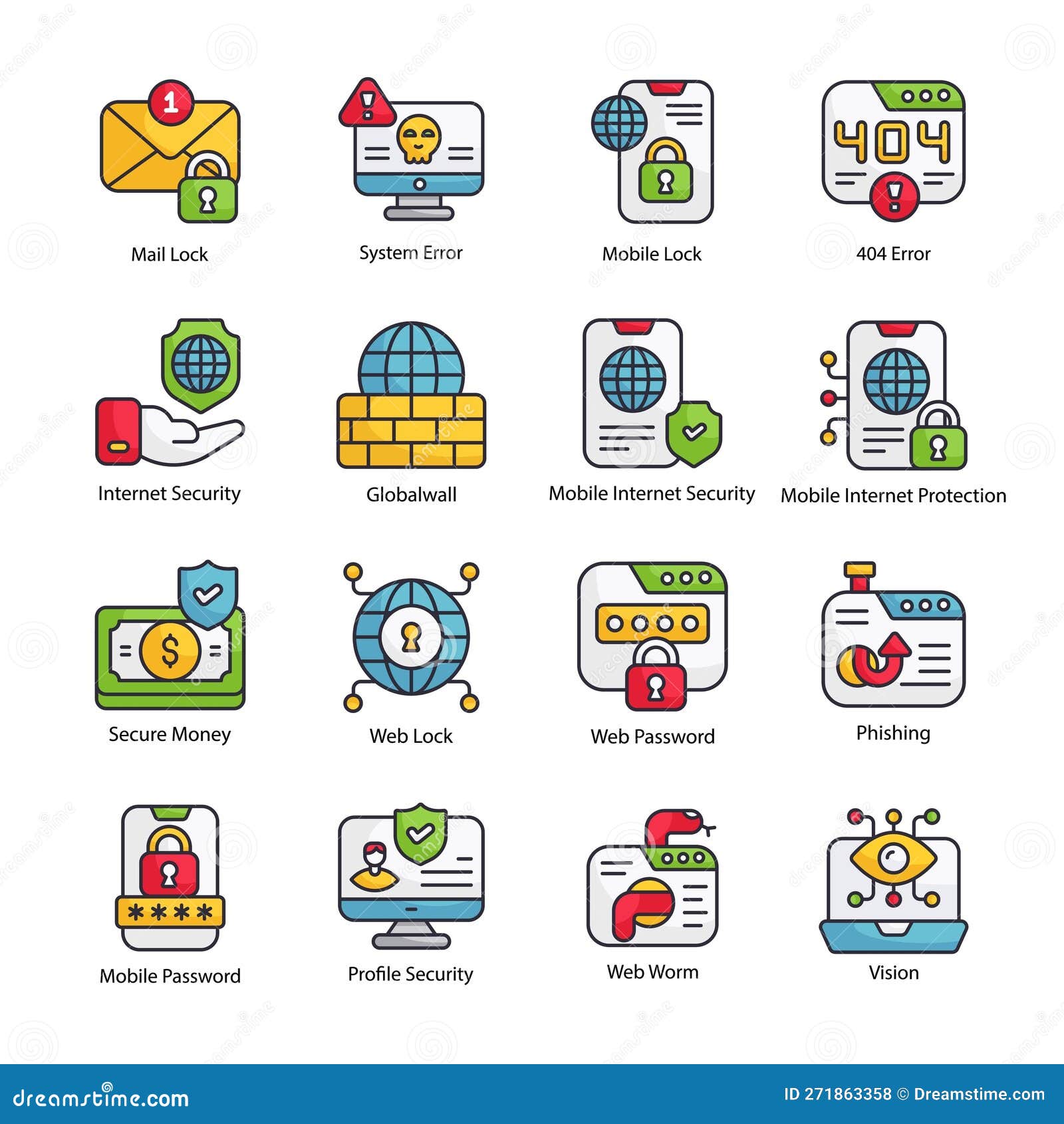 Internet Security Vector Fill Outline Icon Design Illustration ...
