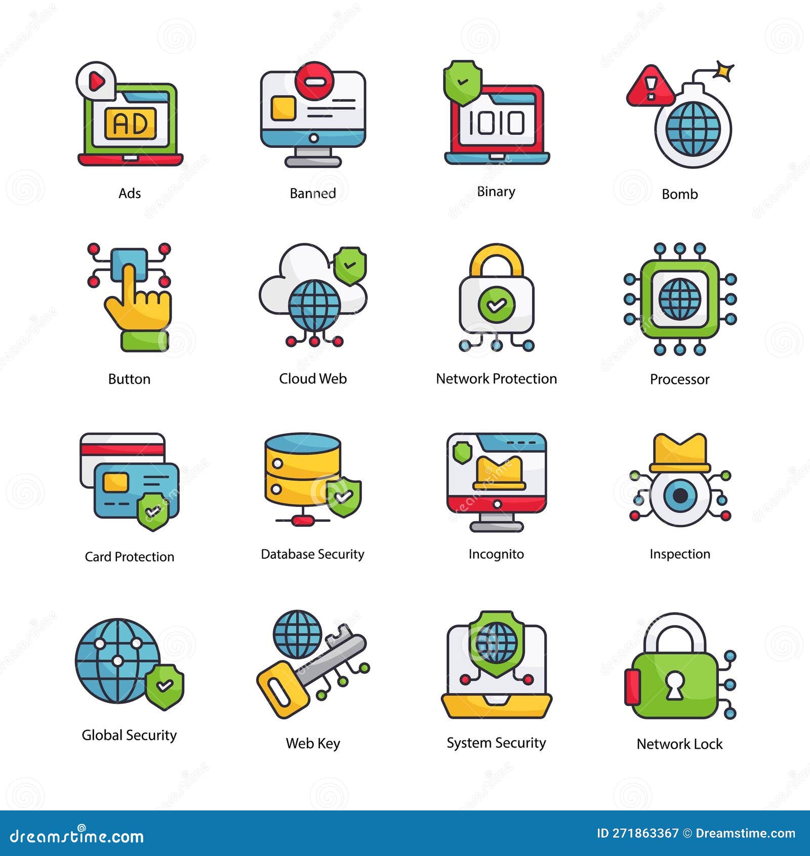 Internet Security Vector Fill Outline Icon Design Illustration ...