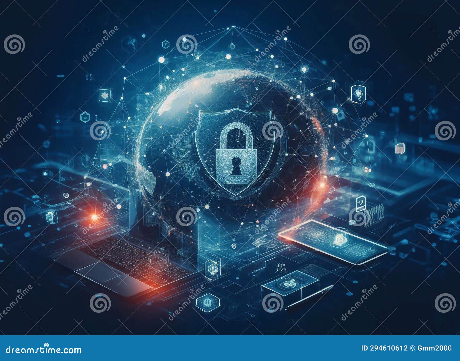 Internet Security System Concept Background Generative Ai Art Stock ...