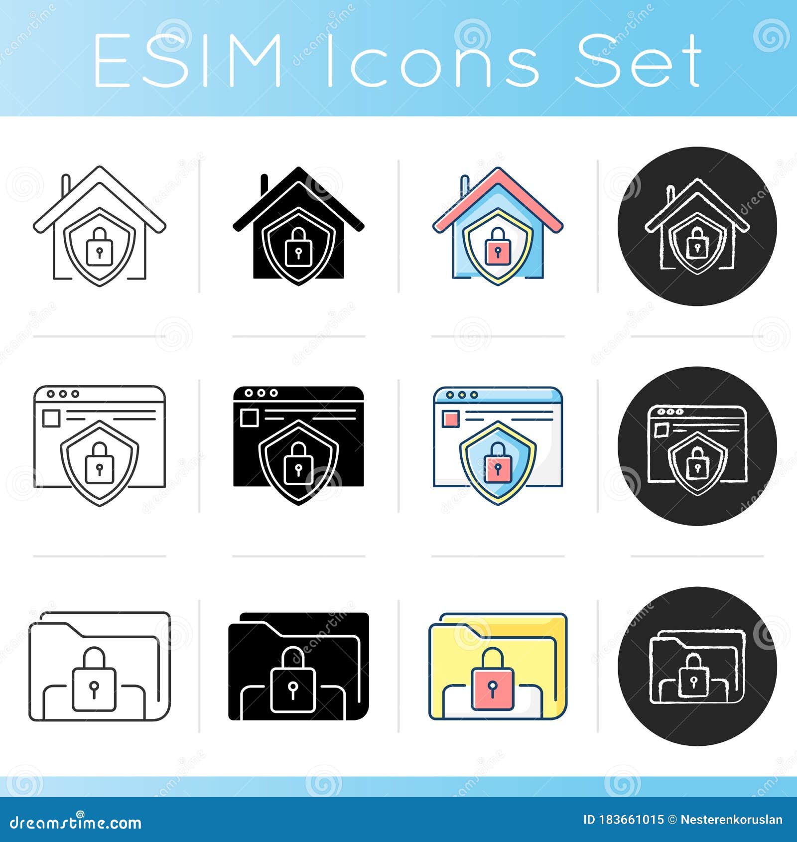 Internet Security System Icons Set Stock Vector - Illustration of chalk ...