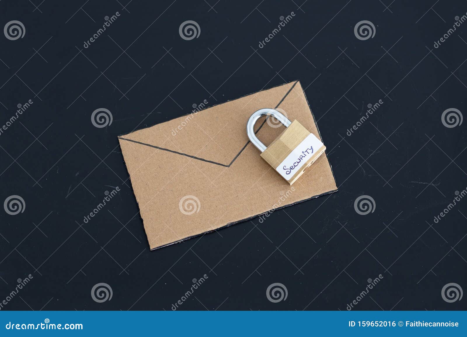 User Privacy Concept, Email Envelope Miniature on Desk with Lock ...