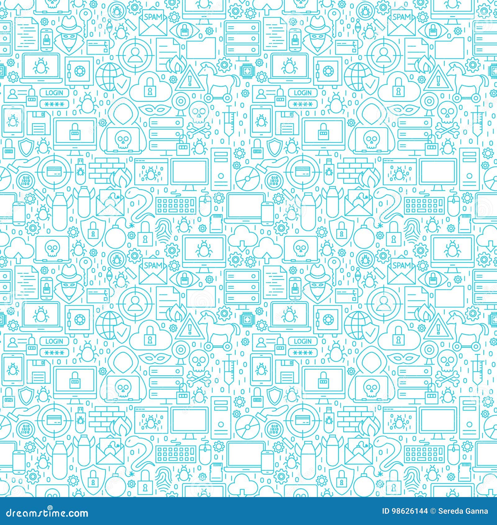 Internet Security White Seamless Pattern Stock Vector - Illustration of ...