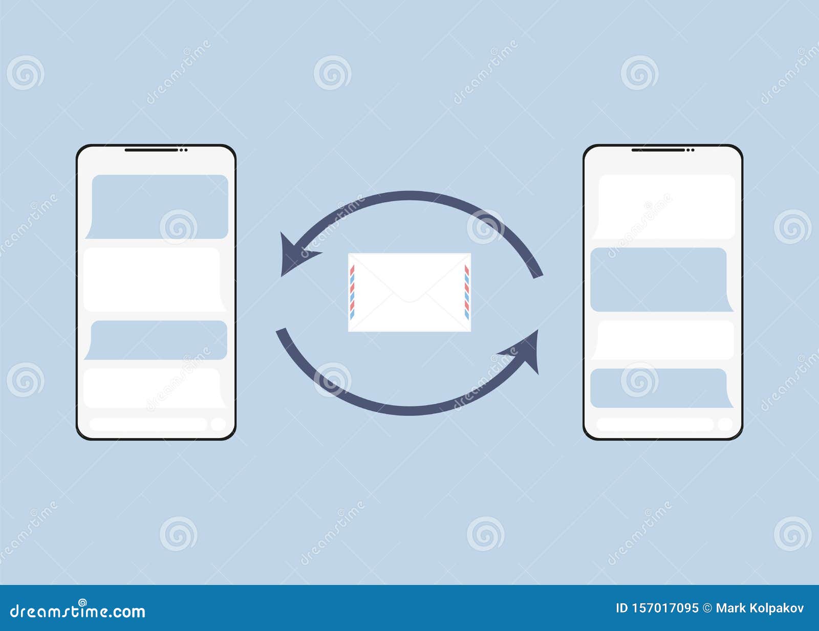 Internet Sending Messages from Two Phones, Flat Stock Illustration ...