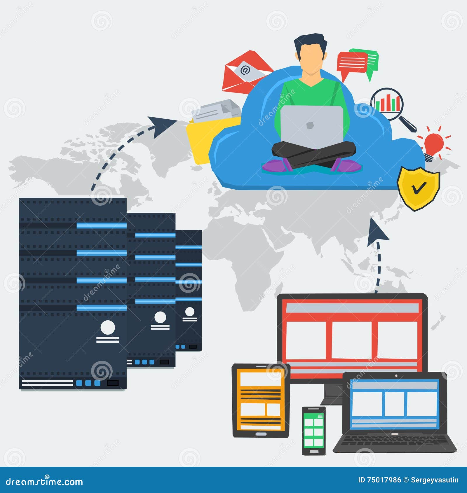Internet Server and Cloud Storage Stock Illustration - Illustration of ...
