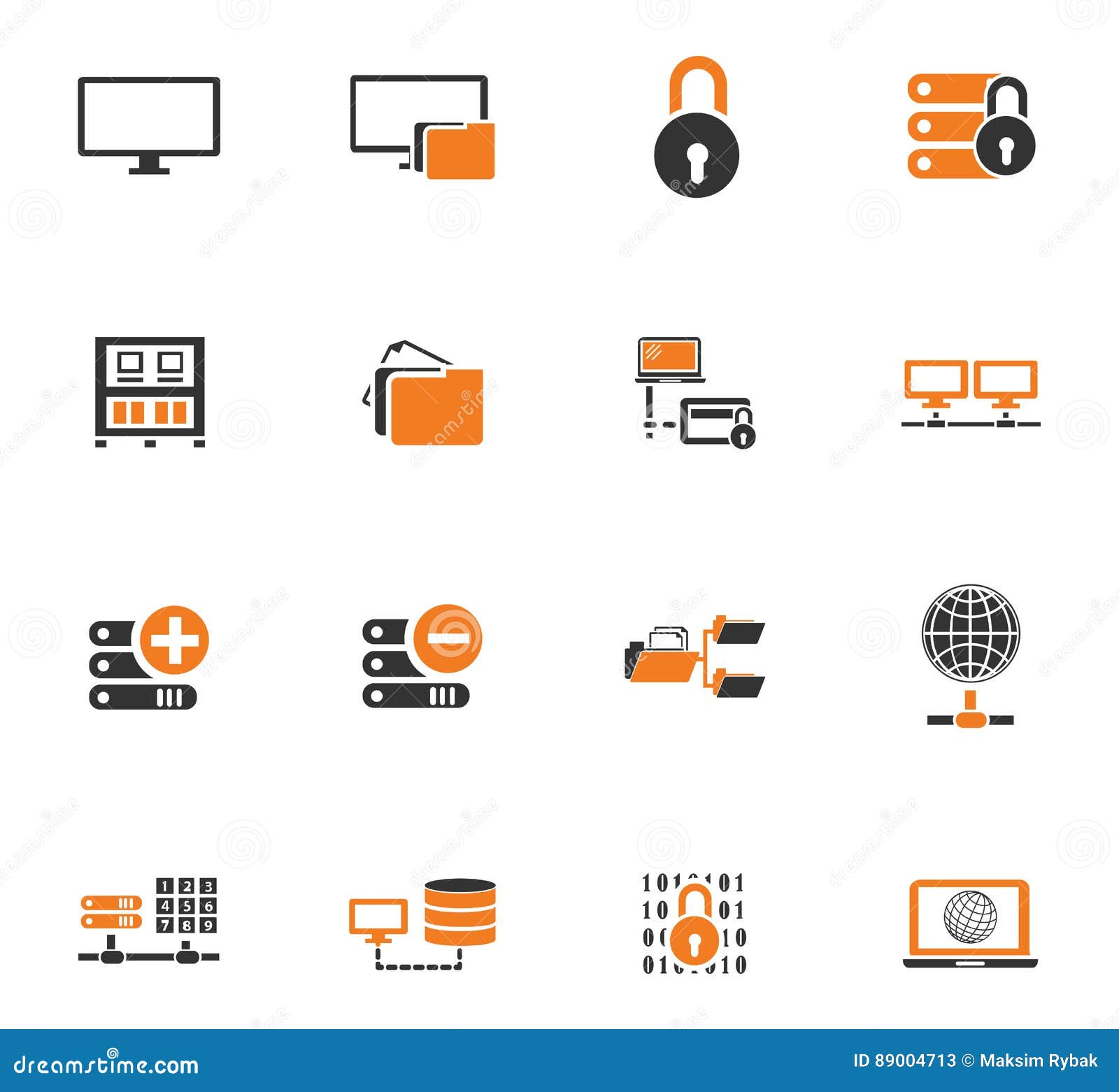 Internet, Server, Icone Della Rete Messe Illustrazione di Stock ...