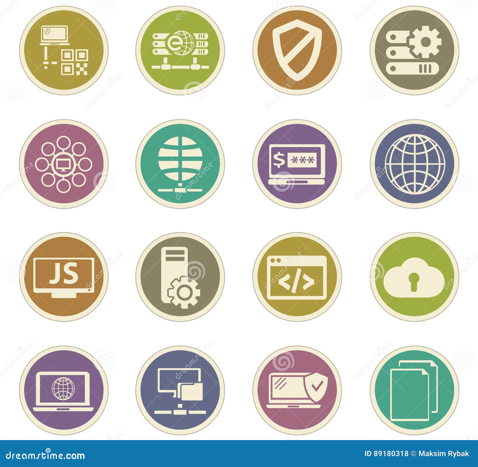 Internet, Server, Network Icons Set Stock Illustration - Illustration ...