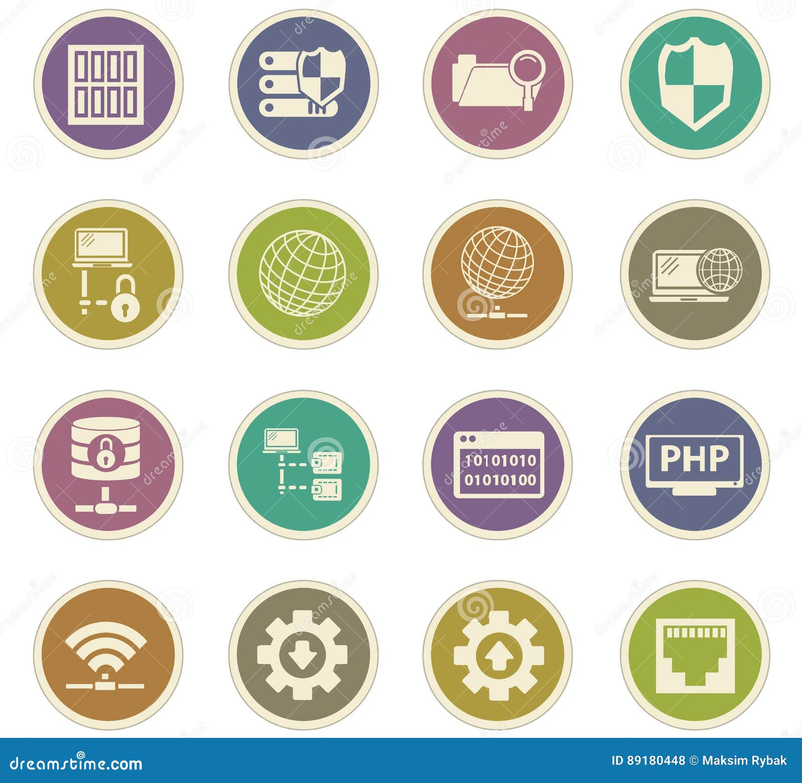 Internet, Server, Network Icons Set Stock Illustration - Illustration ...