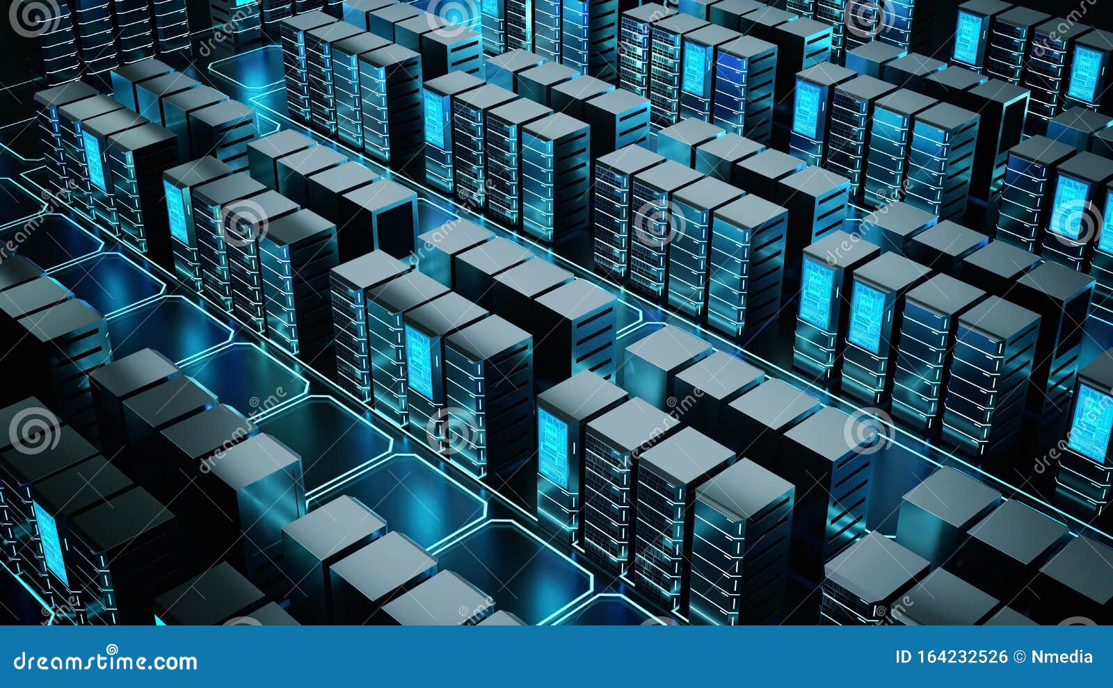 Internet Server Room or Super Computer Concept Stock Illustration ...