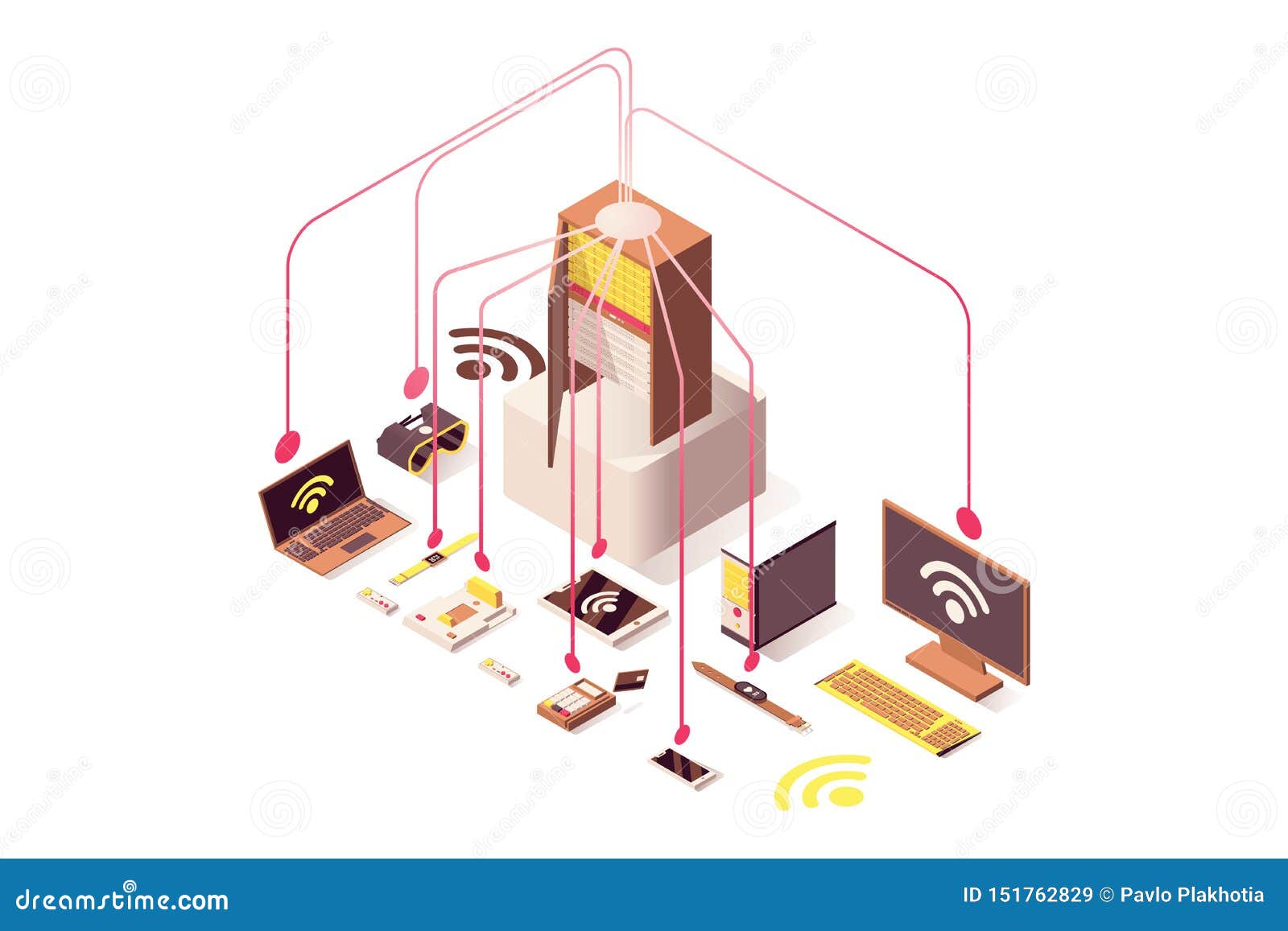 Internet Server Vector Isometric Illustration. Computer Hardware ...