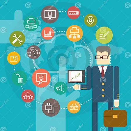 Internet Service Icon Set stock vector. Illustration of network - 42046055