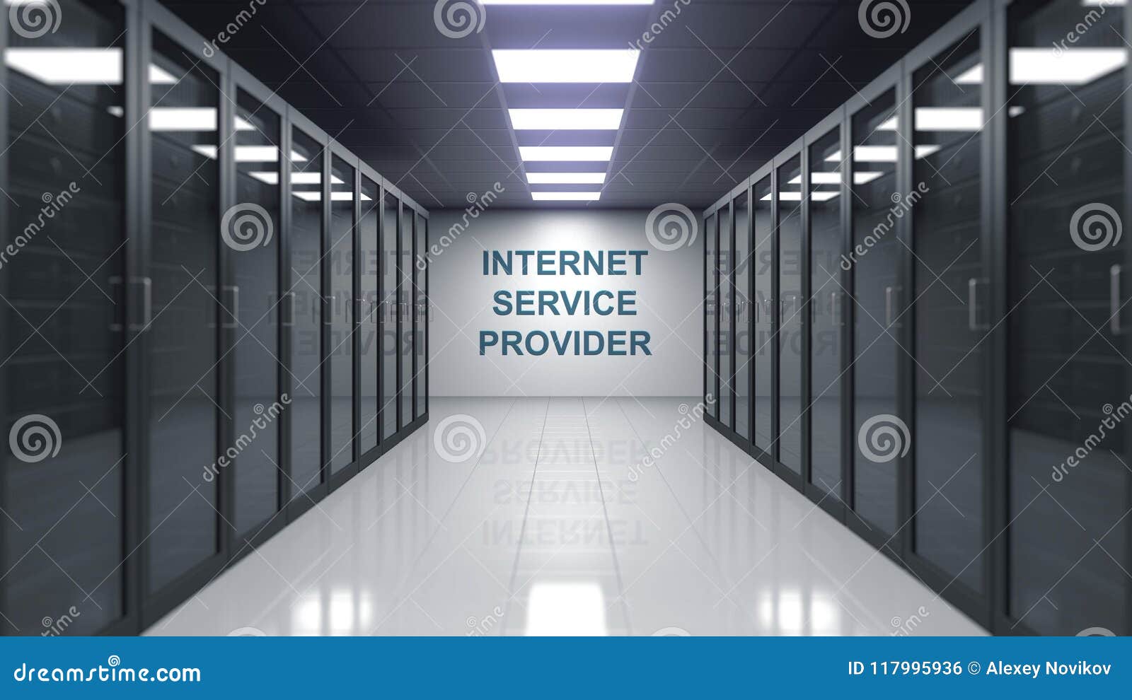 INTERNET SERVICE PROVIDER Caption in a Server Room. 3D Rendering Stock ...