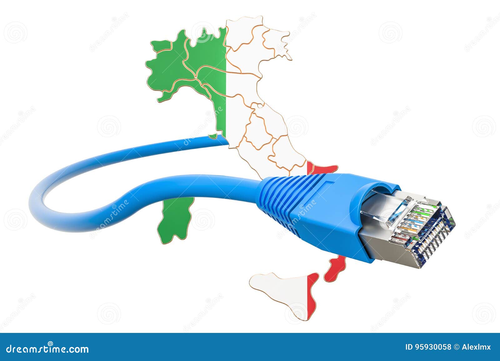 Internet Service Provider in Italy Concept, 3D Rendering Stock ...