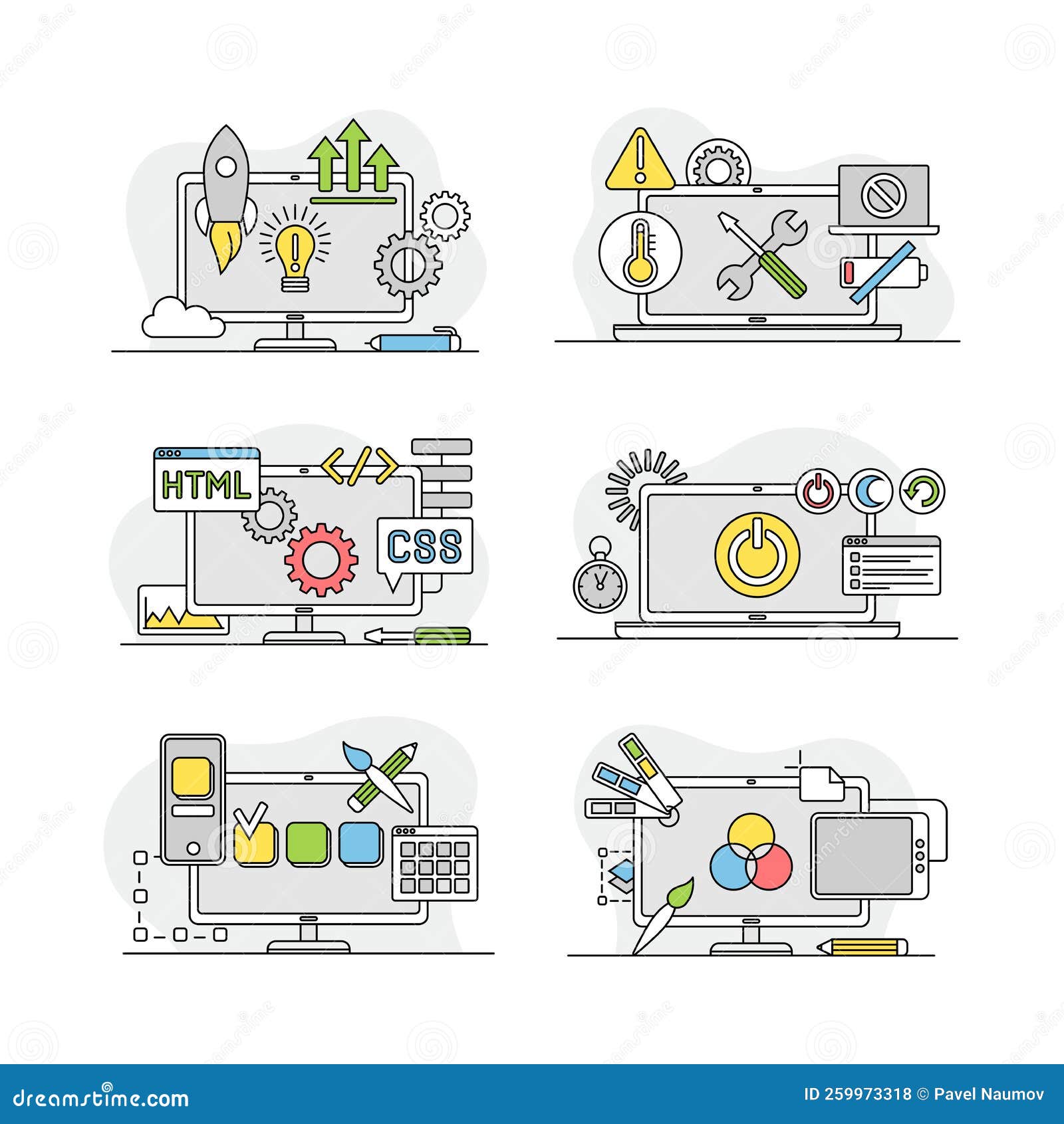 Internet Services Linear Signs Set. Data, Information Security ...