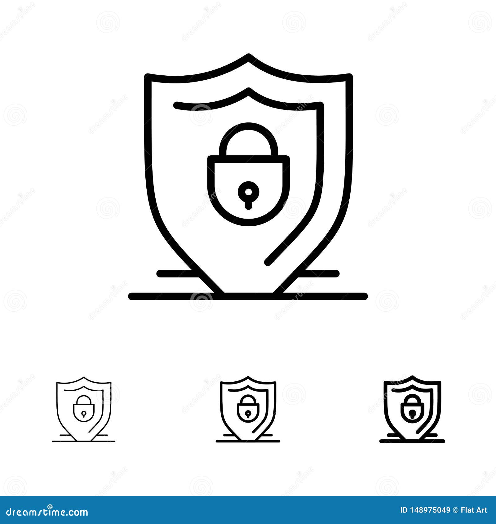 Internet, Shield, Lock, Security Bold and Thin Black Line Icon Set ...