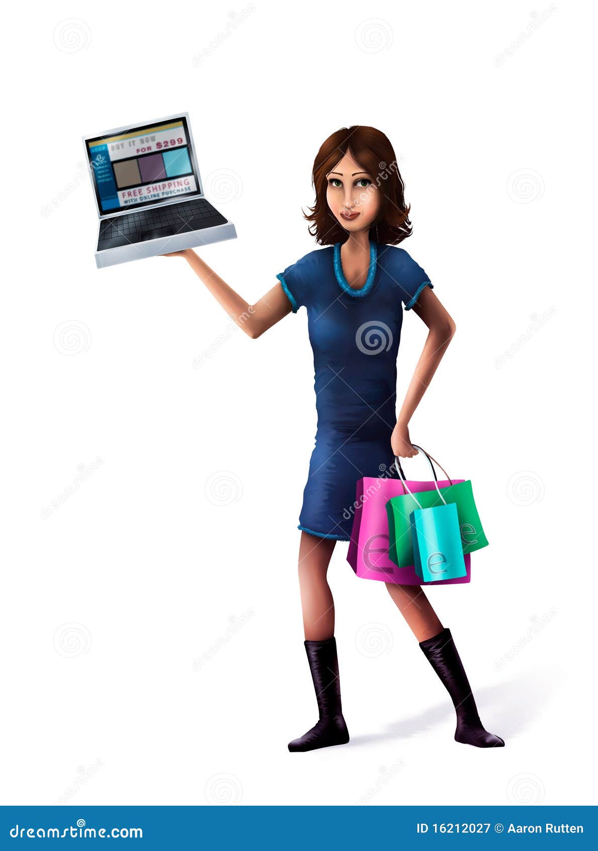 Internet Shopper Woman stock illustration. Illustration of model - 16212027