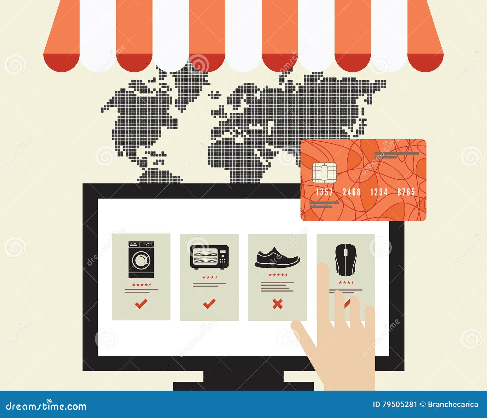 Internet Shopping Concept stock vector. Illustration of internet - 79505281