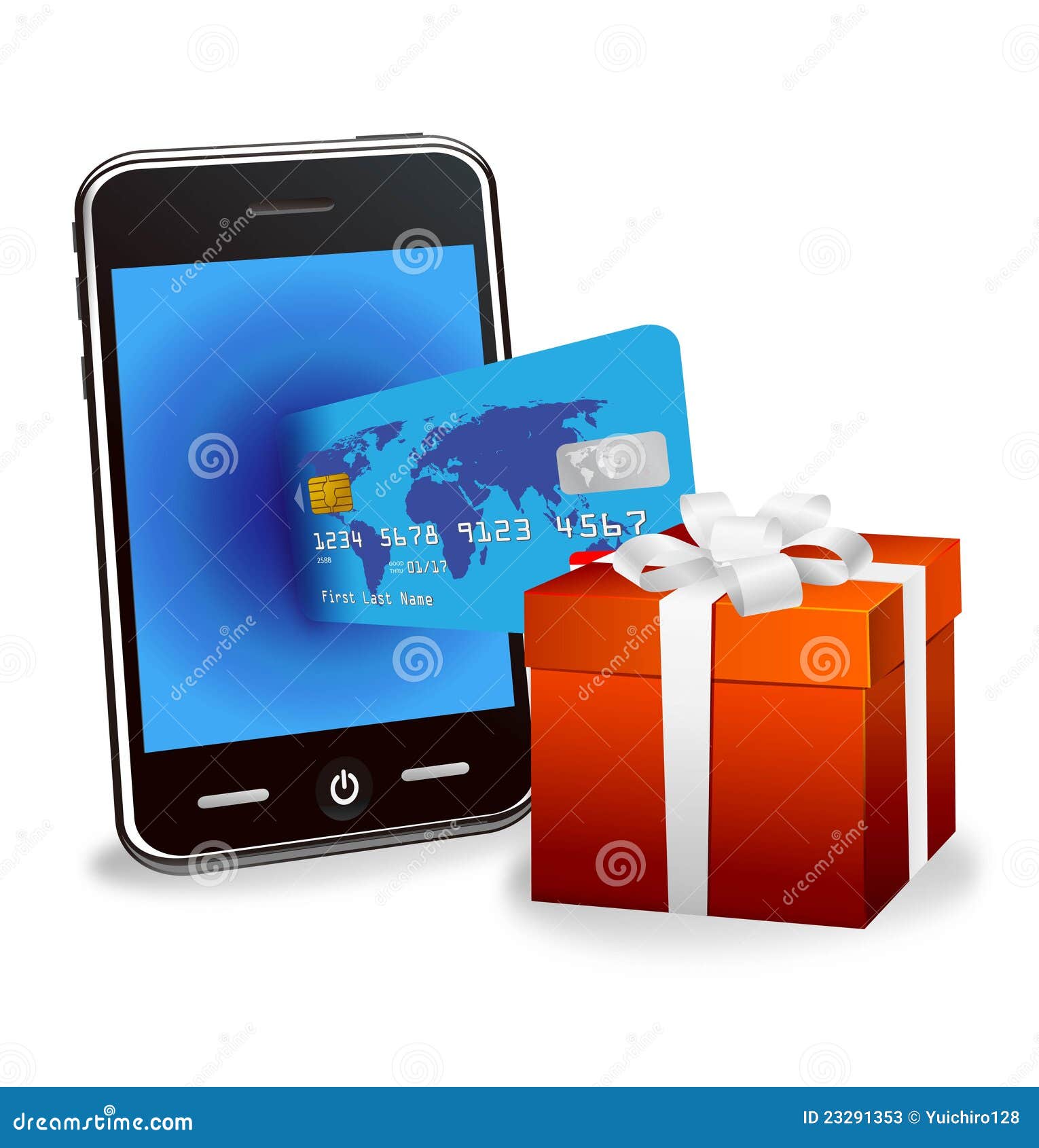 Internet Shopping with Smart Phone and Credit Card Stock Illustration ...