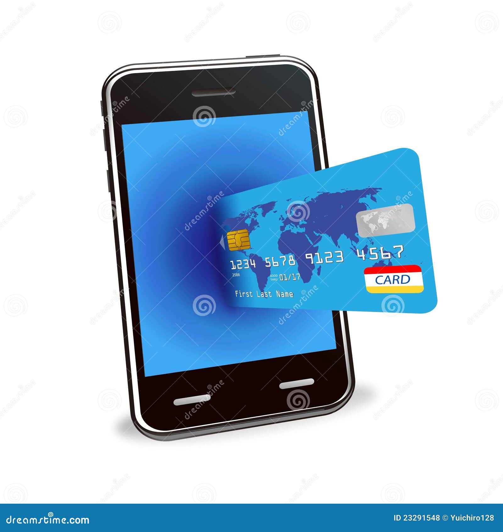 Internet Shopping with Smart Phone and Credit Card Stock Illustration ...