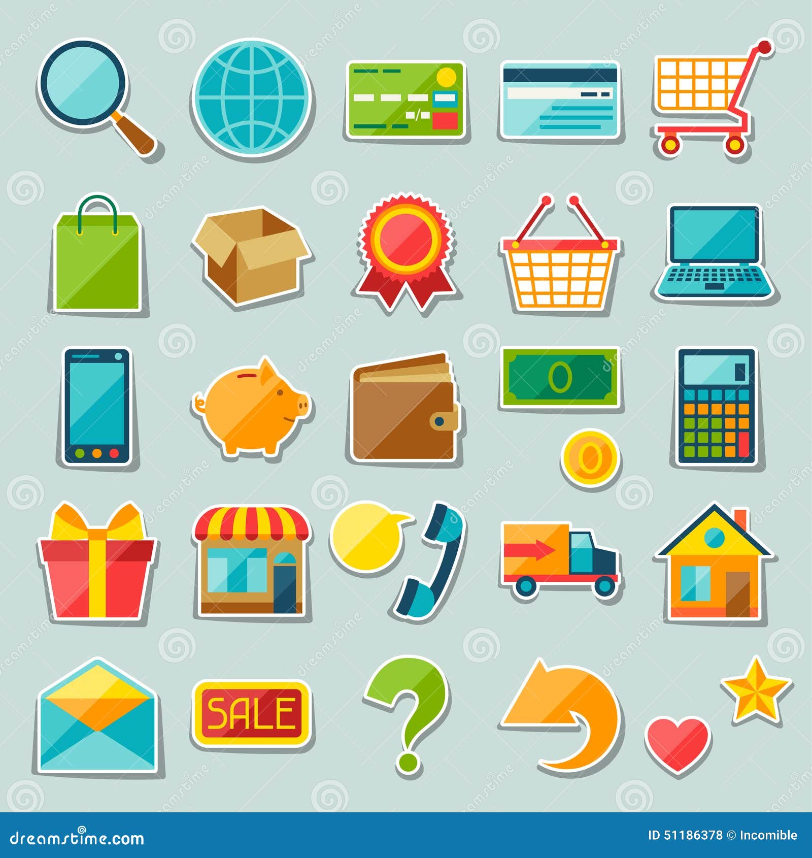 Internet Shopping Sticker Icon Set Stock Vector - Illustration of cart ...
