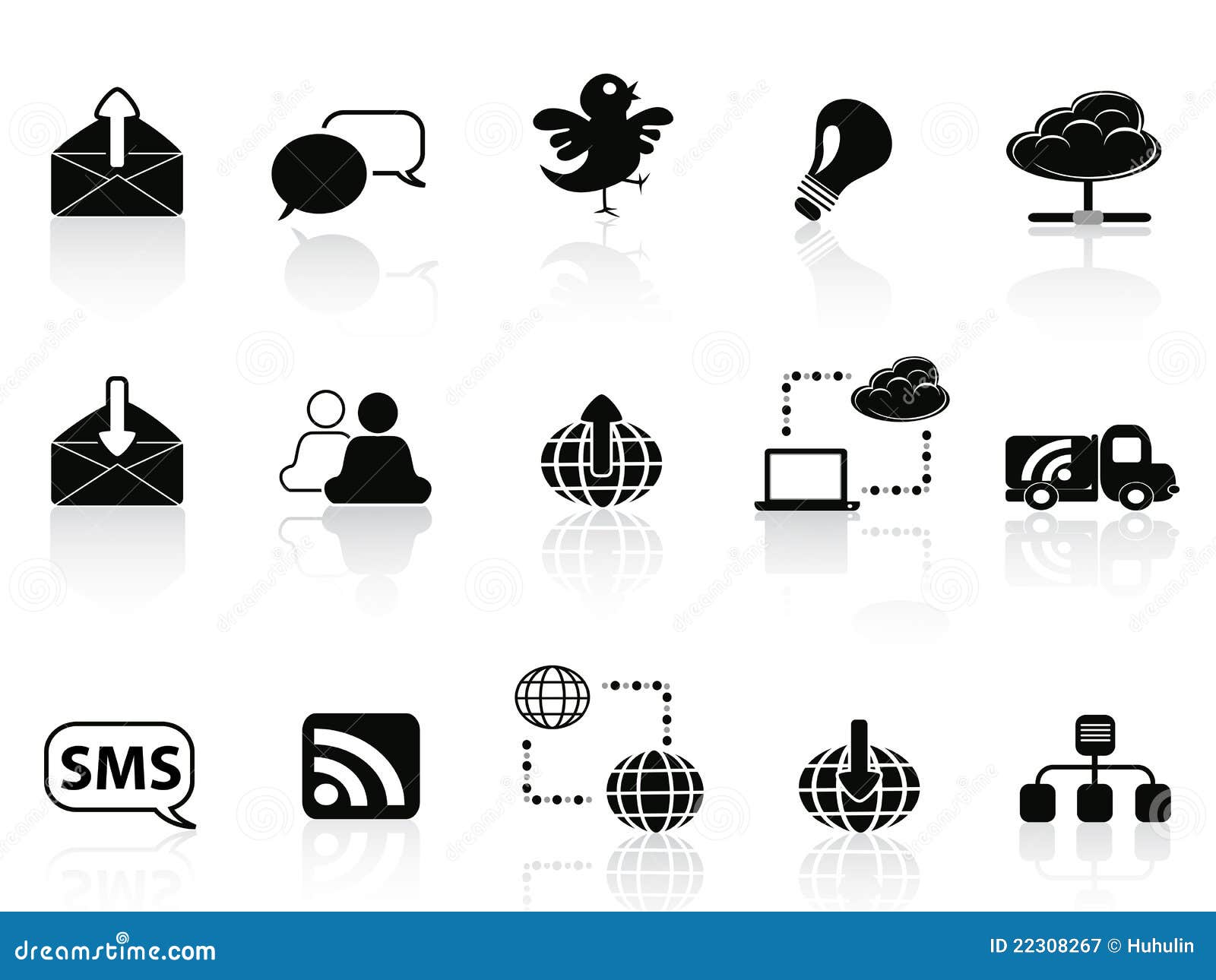 Internet Social Communications Icon Set Stock Vector - Illustration of ...