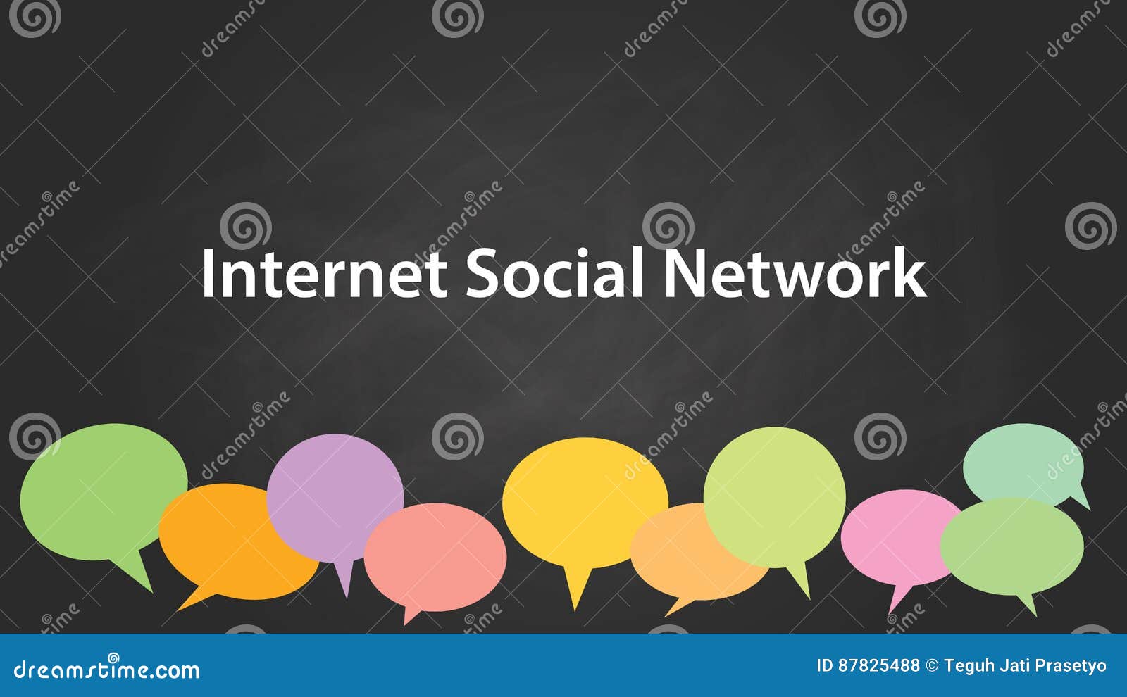 Internet Social Network White Text Illustration with Colourful Empty ...