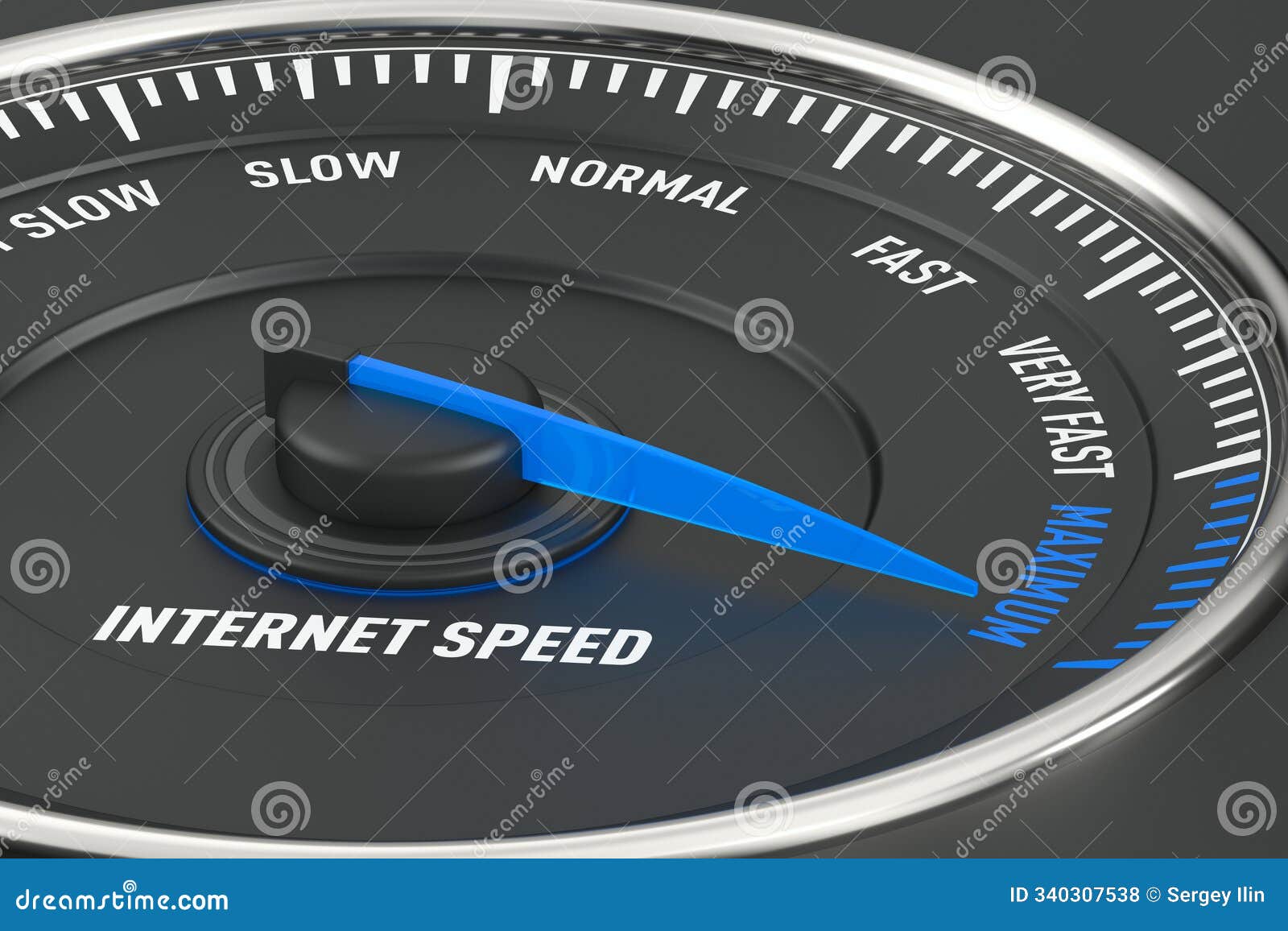 Internet Speed on Car Speedometer. 3D Illustration Stock Illustration ...