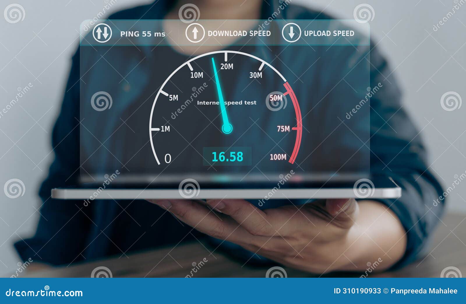 Internet Speed Check Concept, Visual Screen Show Speed Test of Internet ...
