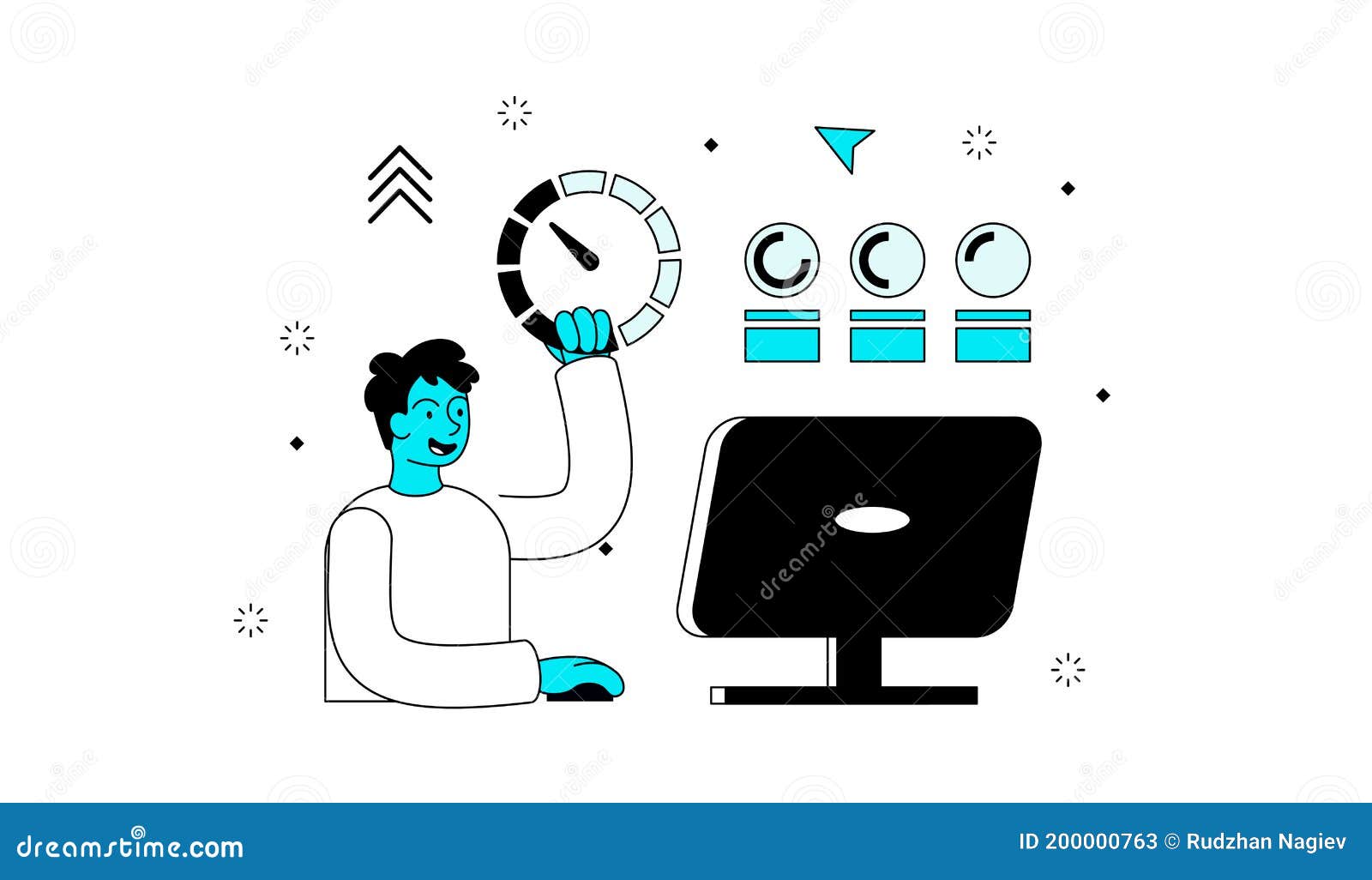 Internet Speed Test stock vector. Illustration of cartoon - 200000763