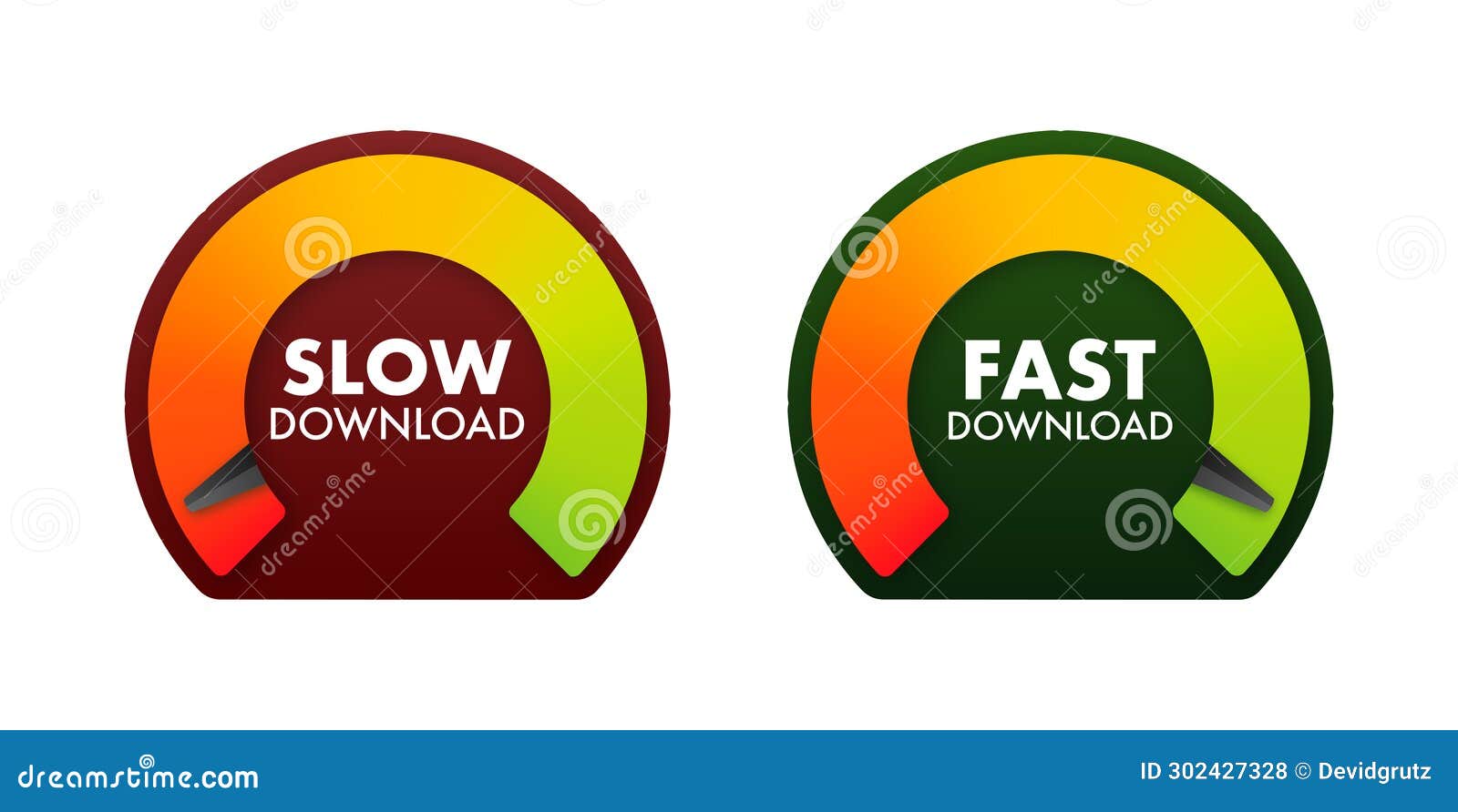 Internet Speedometer Concept with Slow and Fast Download Indicators ...