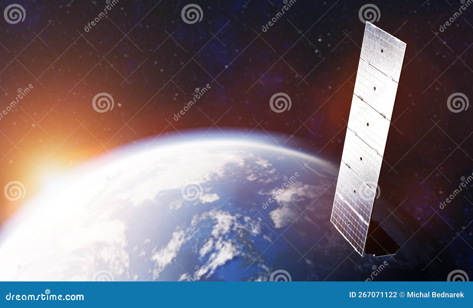 Internet Starlink Satellite in Space Near Earth. Stock Illustration ...