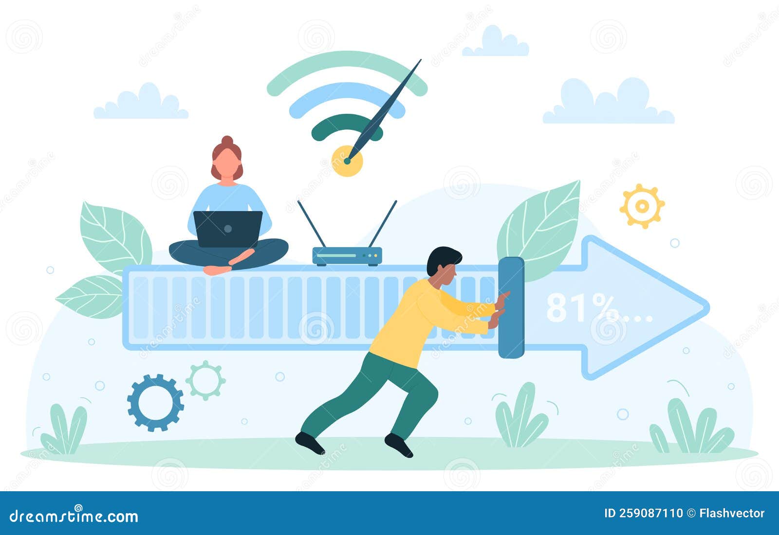 Internet Status of Download Progress in User Interface, Tiny Man ...