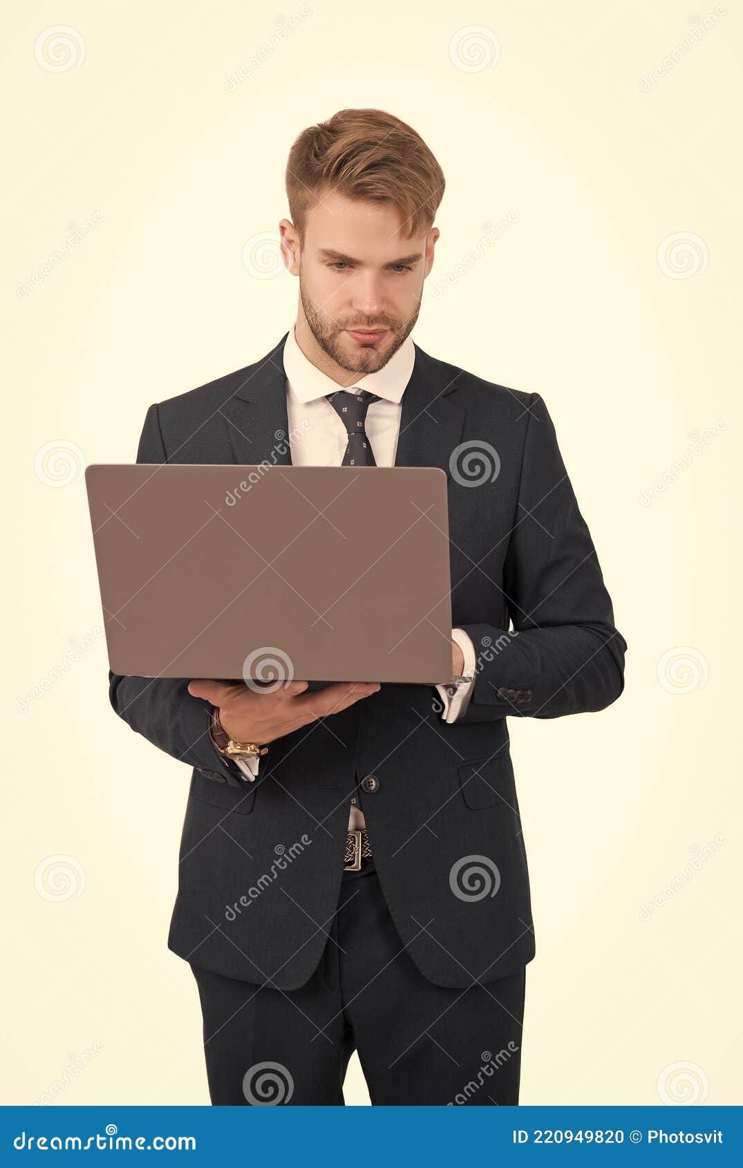 Internet Surfing. Software Engineer Use Computer Isolated on White ...