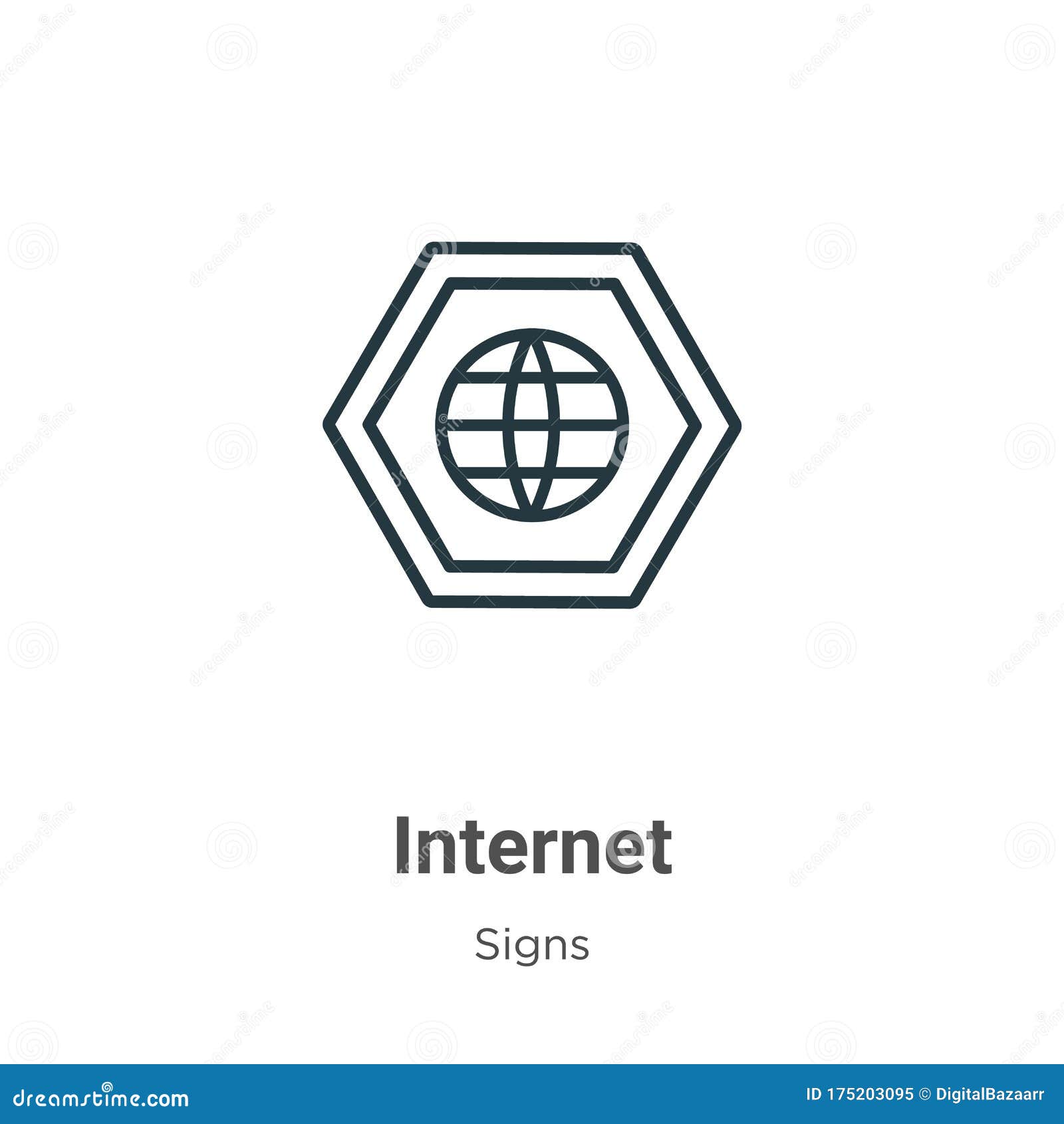 Internet Symbol Outline Vector Icon. Thin Line Black Internet Symbol ...
