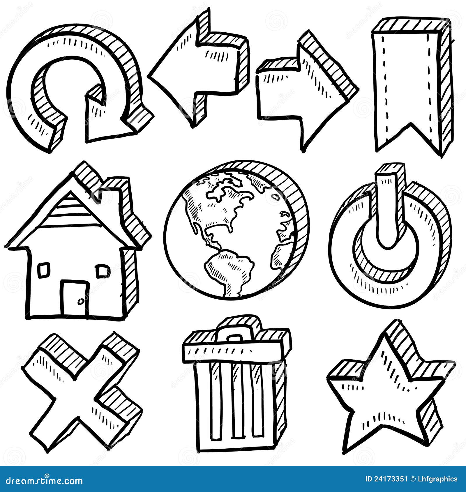 Internet Symbol Sketch Assortment Stock Vector - Illustration of ...