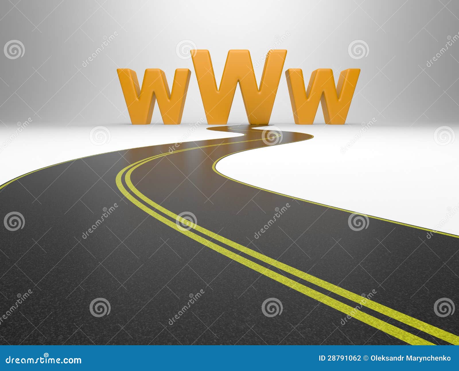 Internet Symbol Www and a Long Road Stock Illustration - Illustration ...