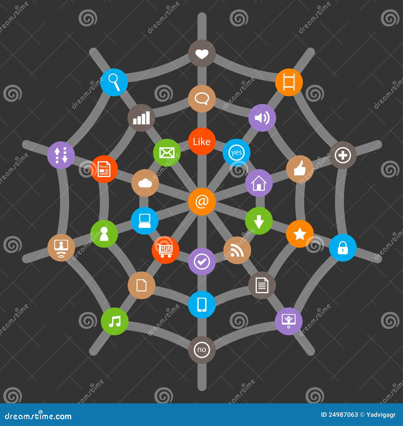 Internet symbols in web stock vector. Illustration of spiderweb - 24987063