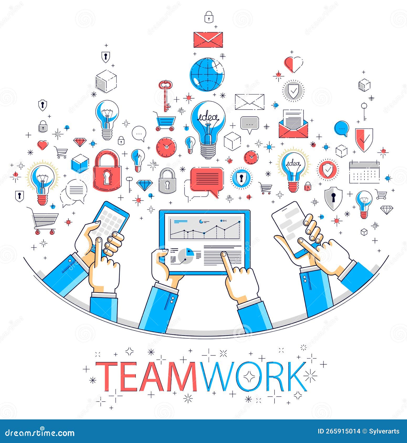 Internet Teamwork Online Team is Working and Having Communication Using ...