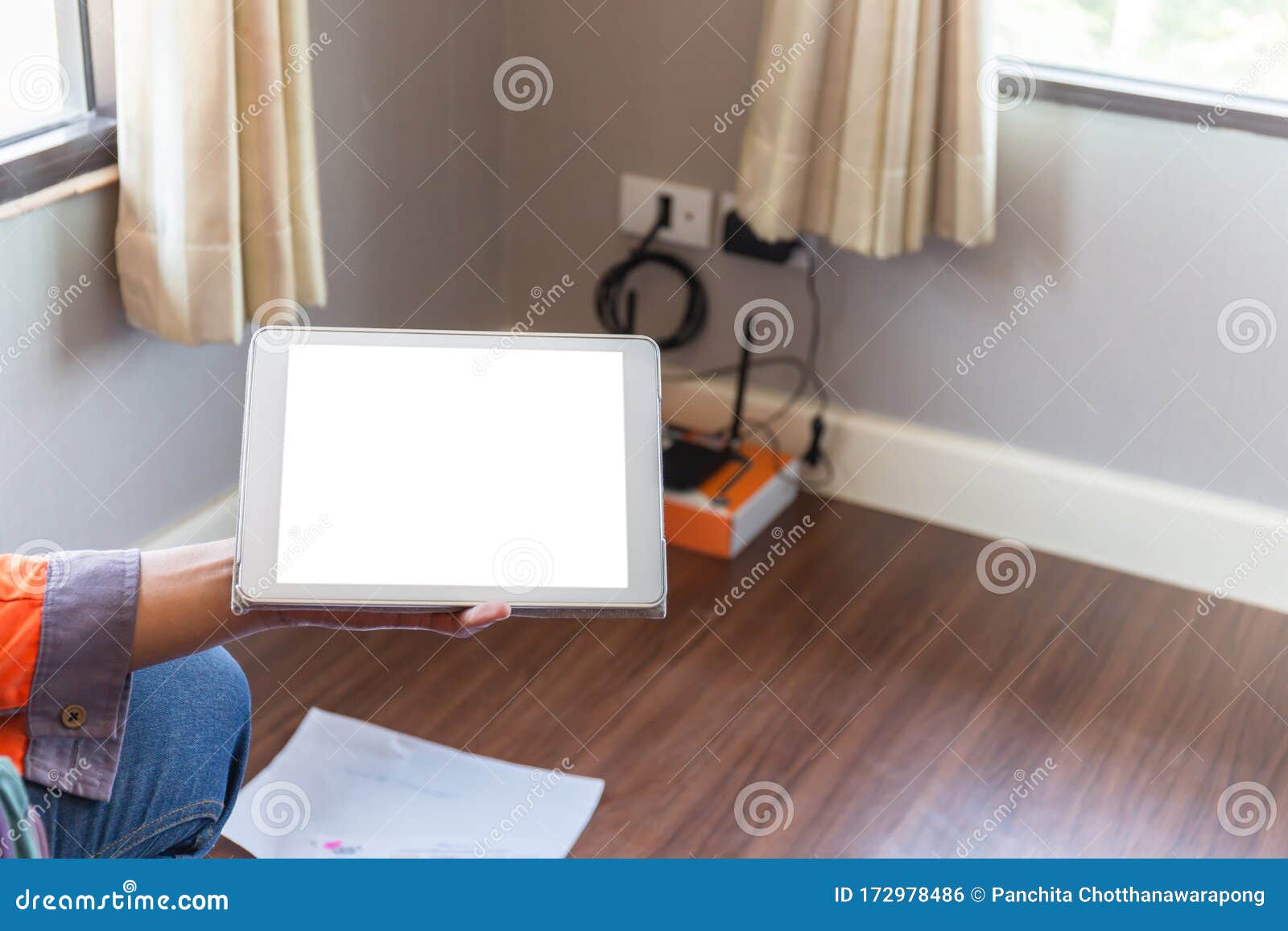 Internet Technician Man Showing Speedtest Upload and Download with ...