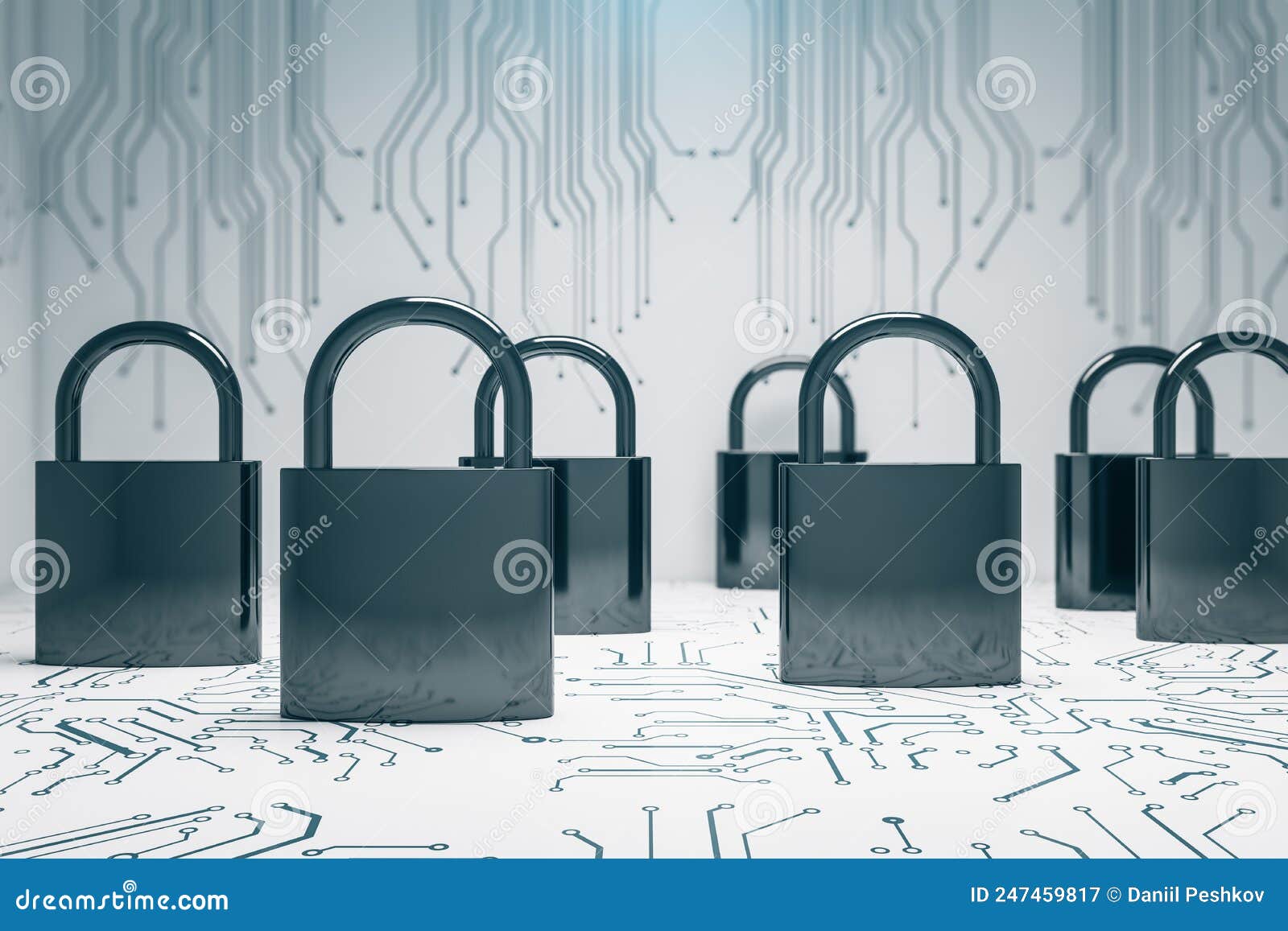 Internet Technologies Security and Data Protection Concept with Black ...