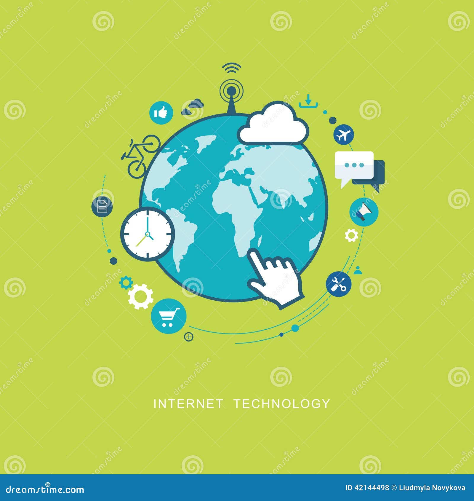 Internet Technology Flat Illustration Stock Vector - Illustration of ...